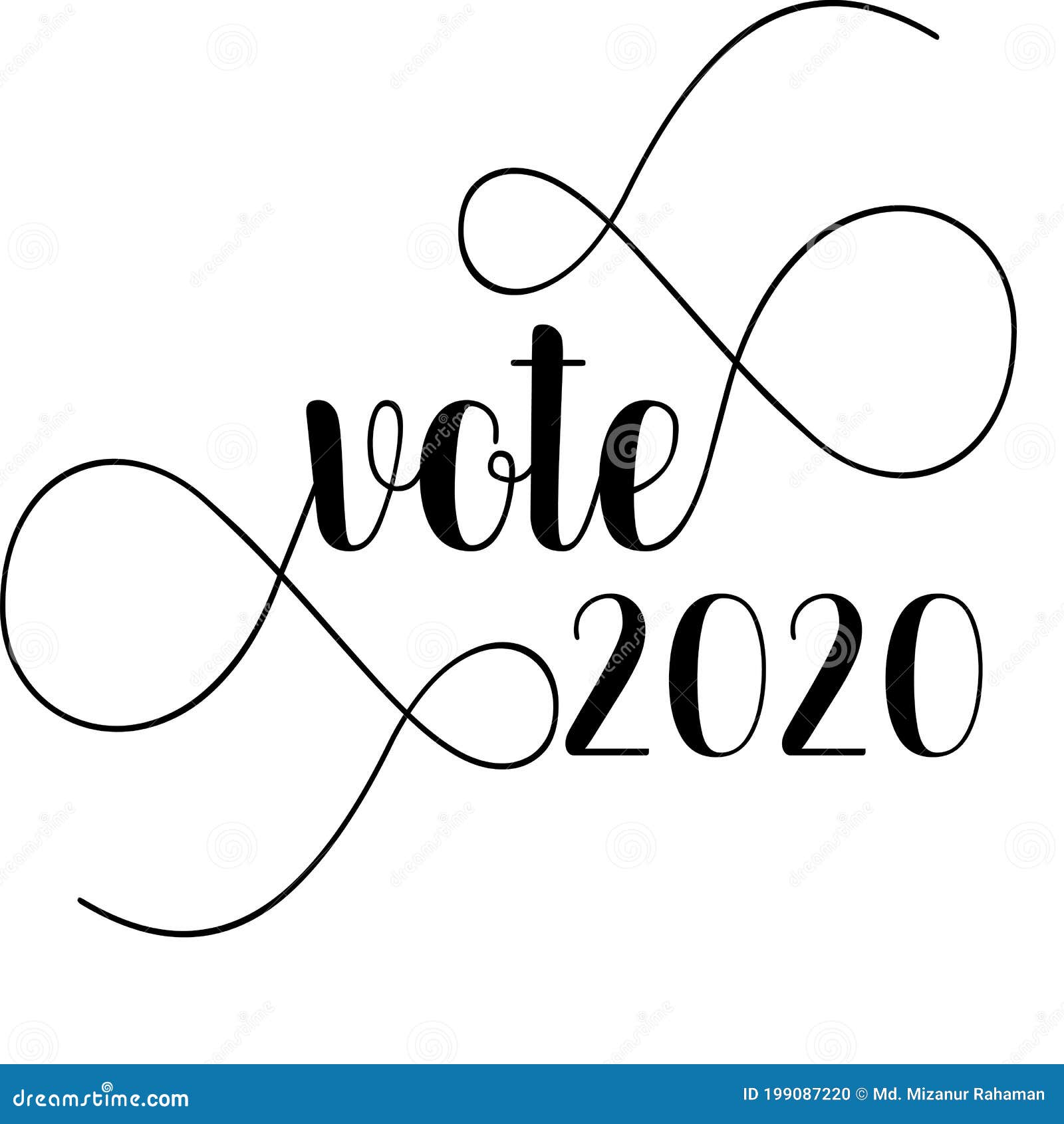 Vote 2020 Handwritten Calligraphic Style Vector Design Stock Vector ...