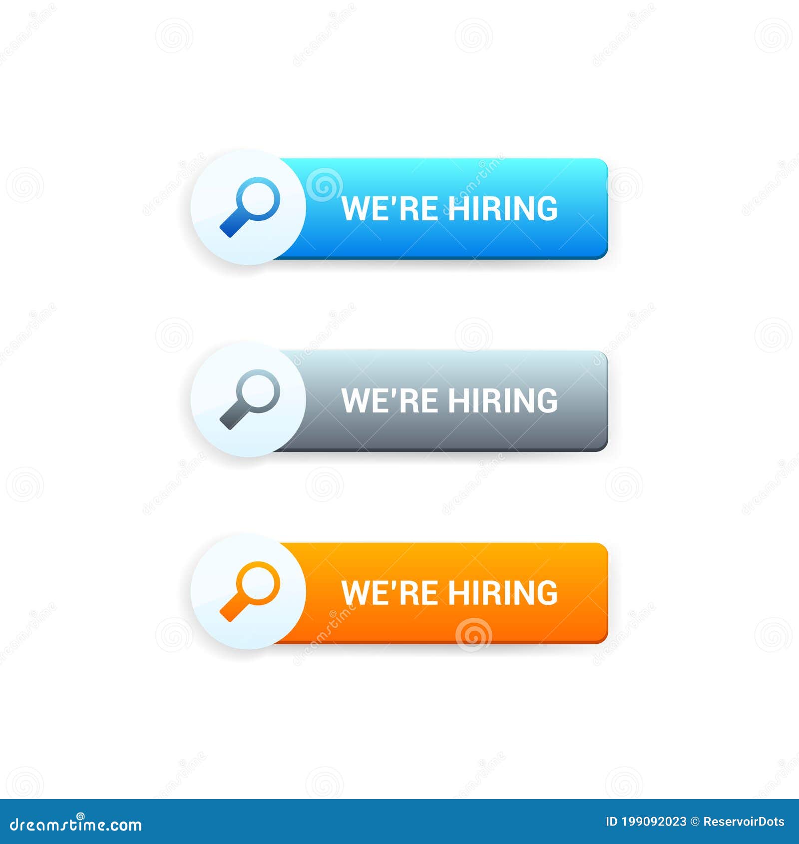 We`re Hiring Buttons stock vector. Illustration of recruiting - 199092023