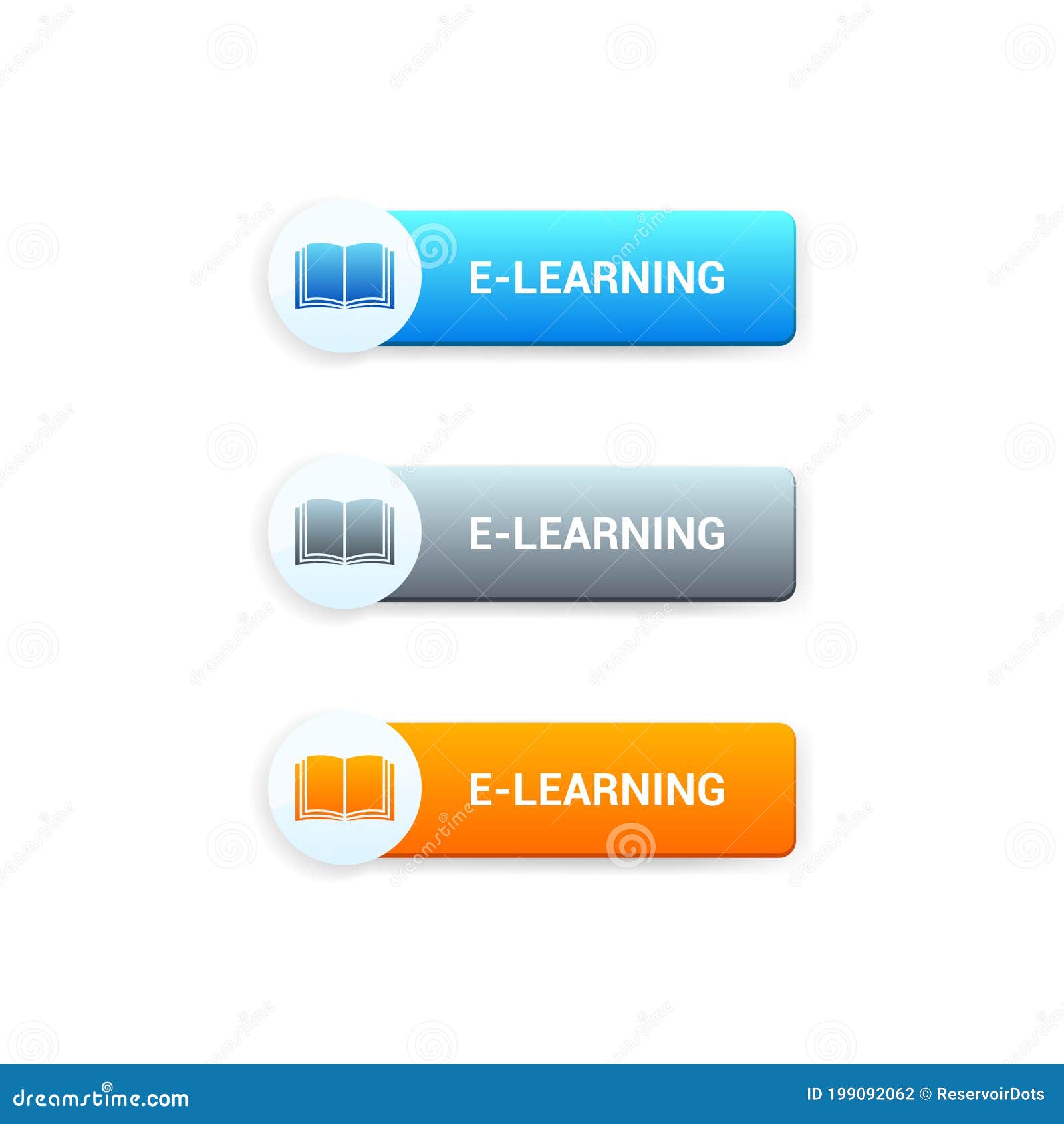 E-Learning Web Buttons stock vector. Illustration of internet - 199092062