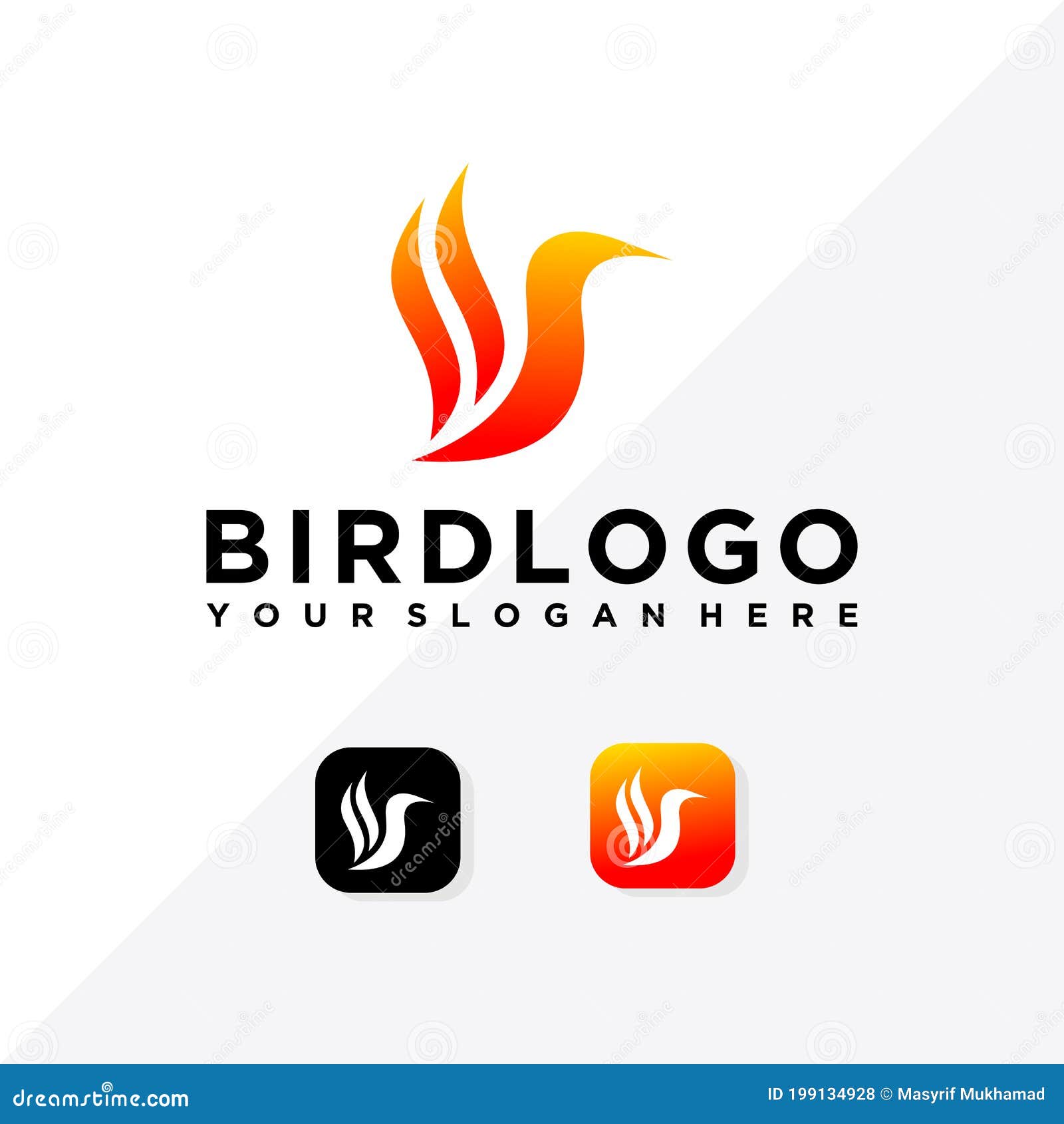Bird logo with app icon stock vector. Illustration of graphic - 199134928