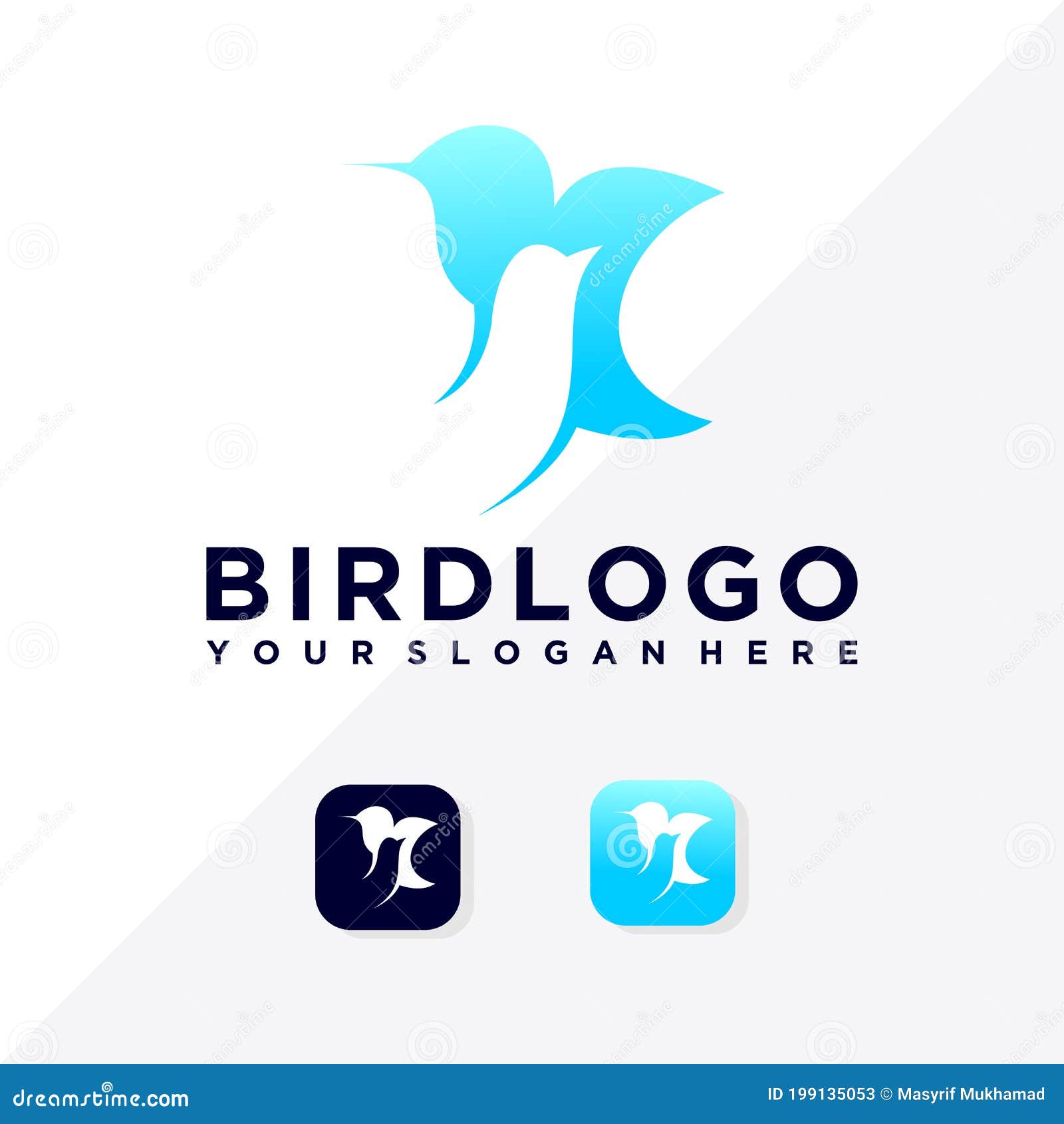 Bird logo with app icon stock vector. Illustration of icon - 199135053