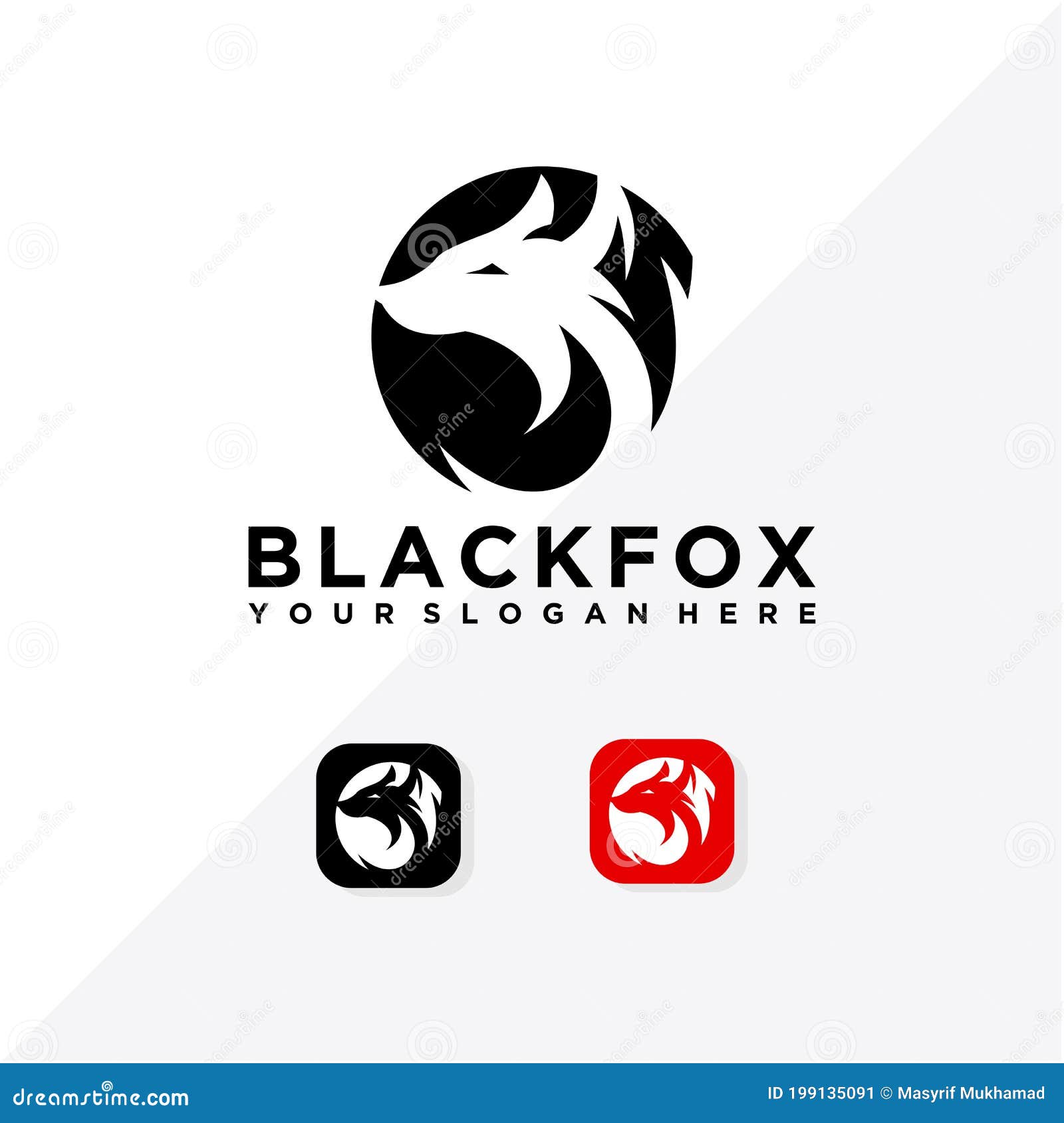 Black Fox Logo with App Icon Stock Vector - Illustration of creative ...