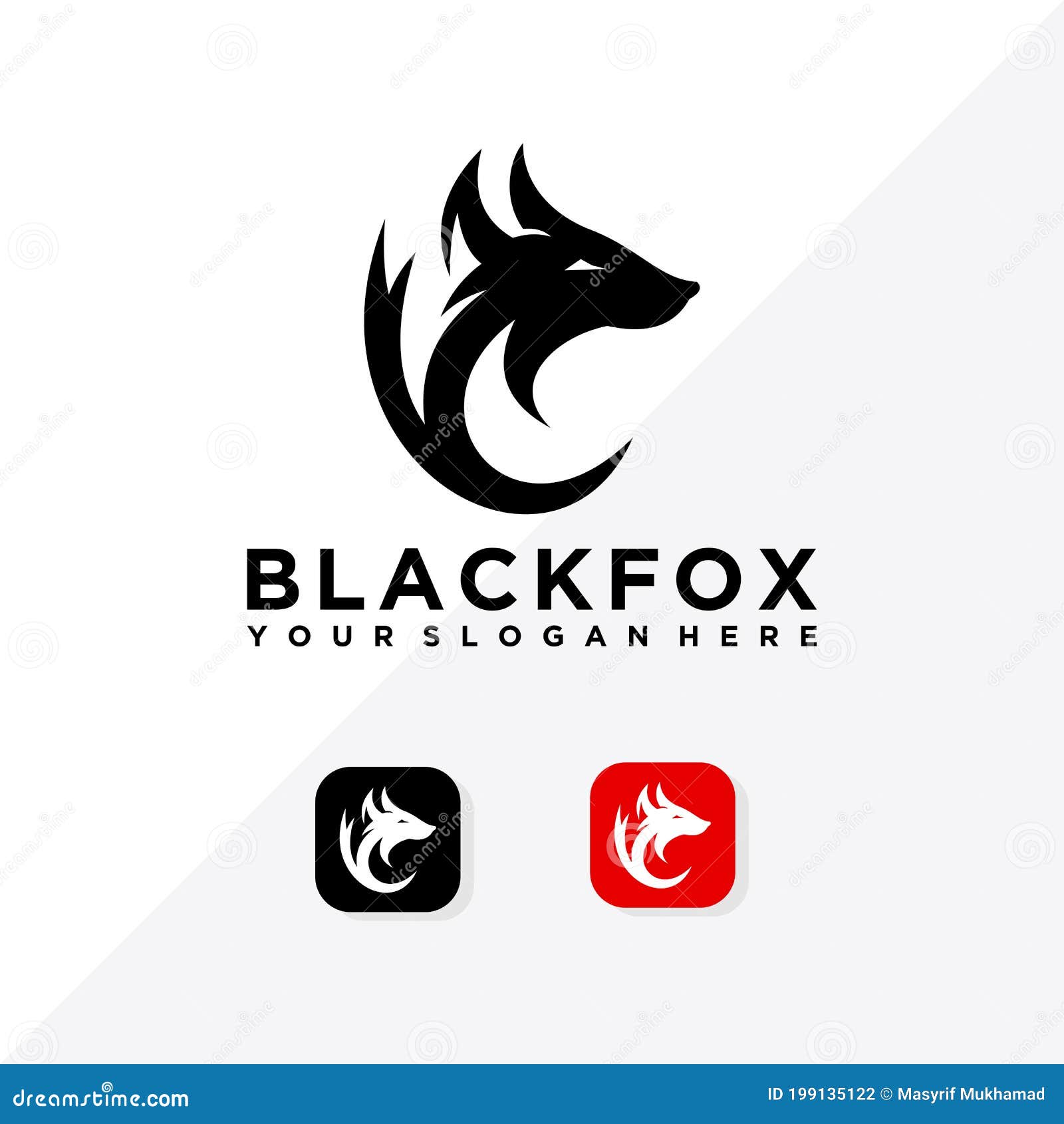 Black Fox Logo with App Icon Stock Vector - Illustration of creative ...