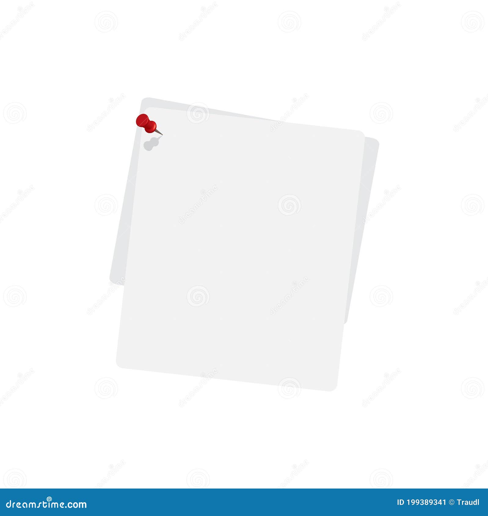 Blank Piece of Paper Pinned with a Red Pin. Blank Template for Leaving ...