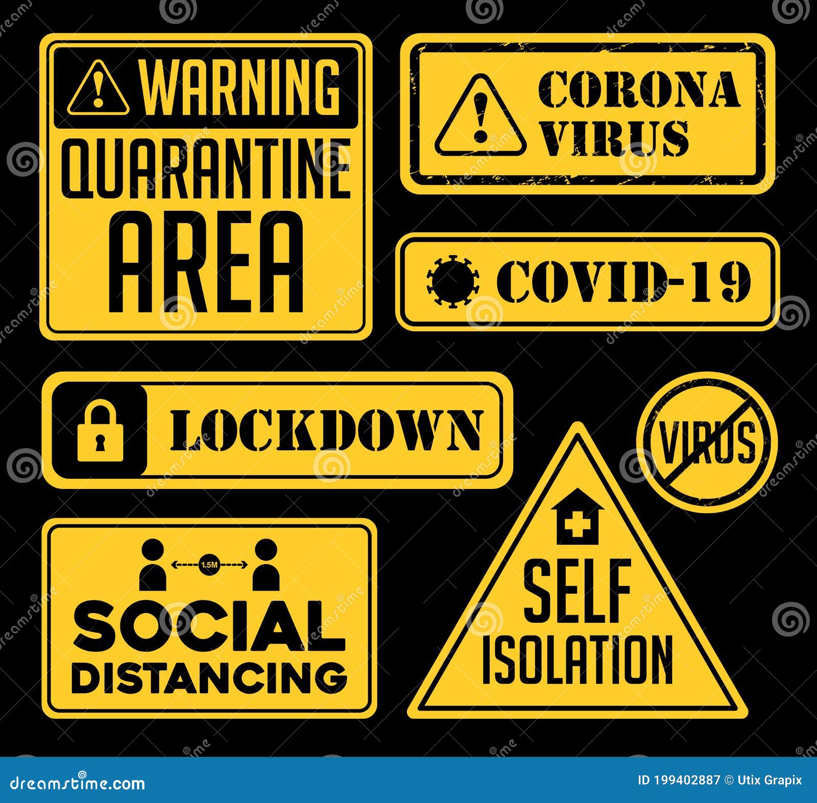 Covid-19 Corona Virus Outbreak Warning Sign Signage Sticker Stock ...