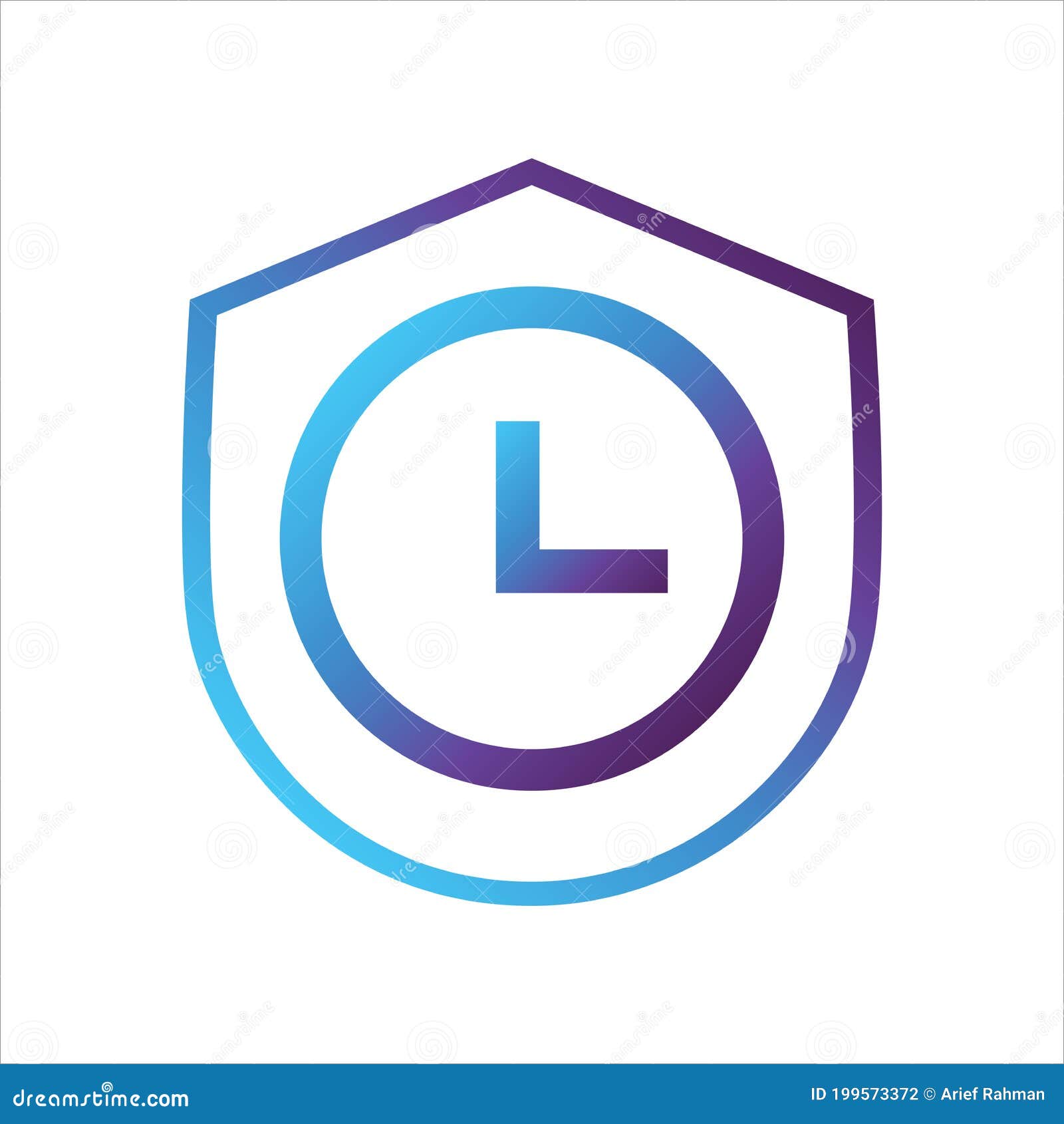 Security Shield Icon. Shield with Time Symbol. Gradient Style Outline ...