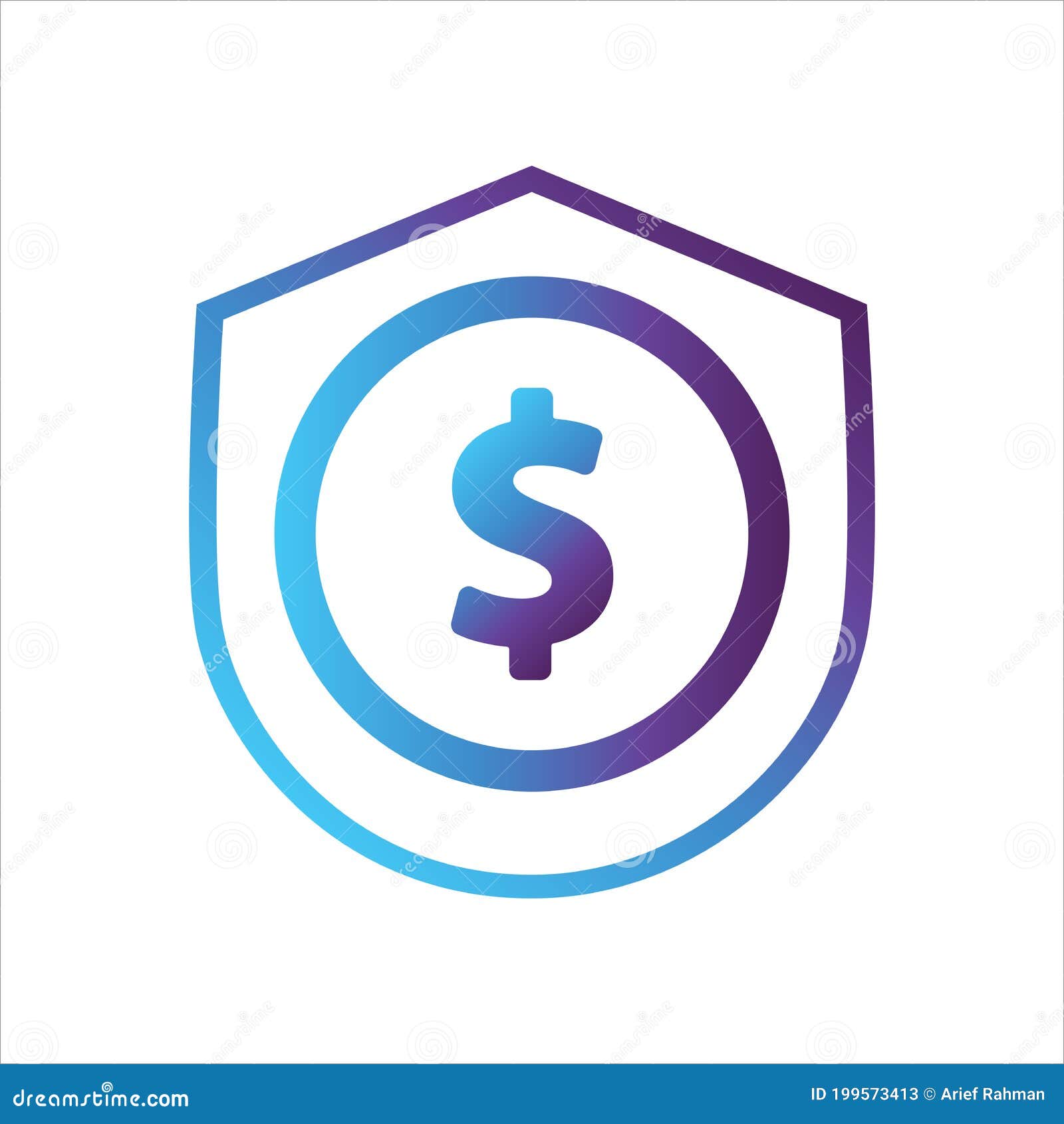 Security Shield Icon. Shield with Money Symbol. Concept of Financial ...