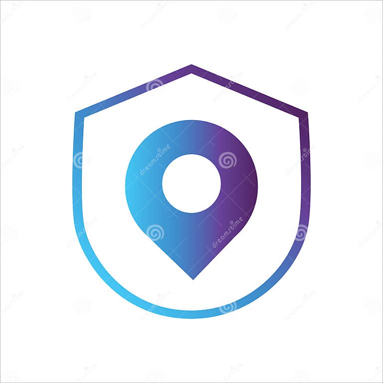 Security Shield Icon. Shield with Location Symbol. Concept of Location ...