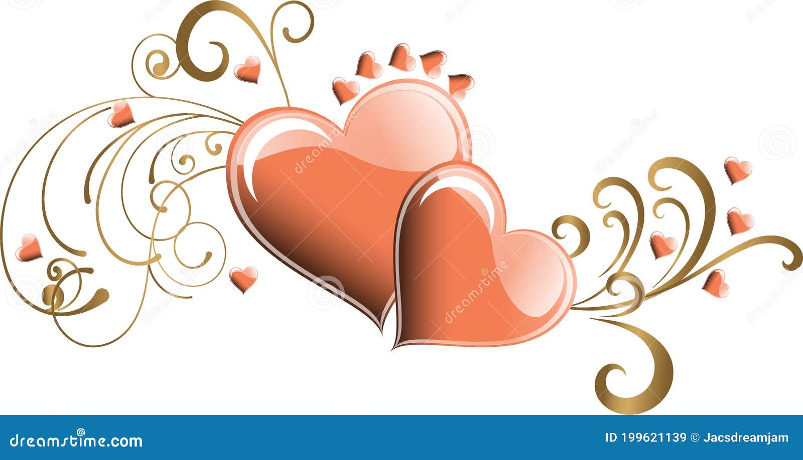 Peach Heart Corner Border stock vector. Illustration of curls - 199621139