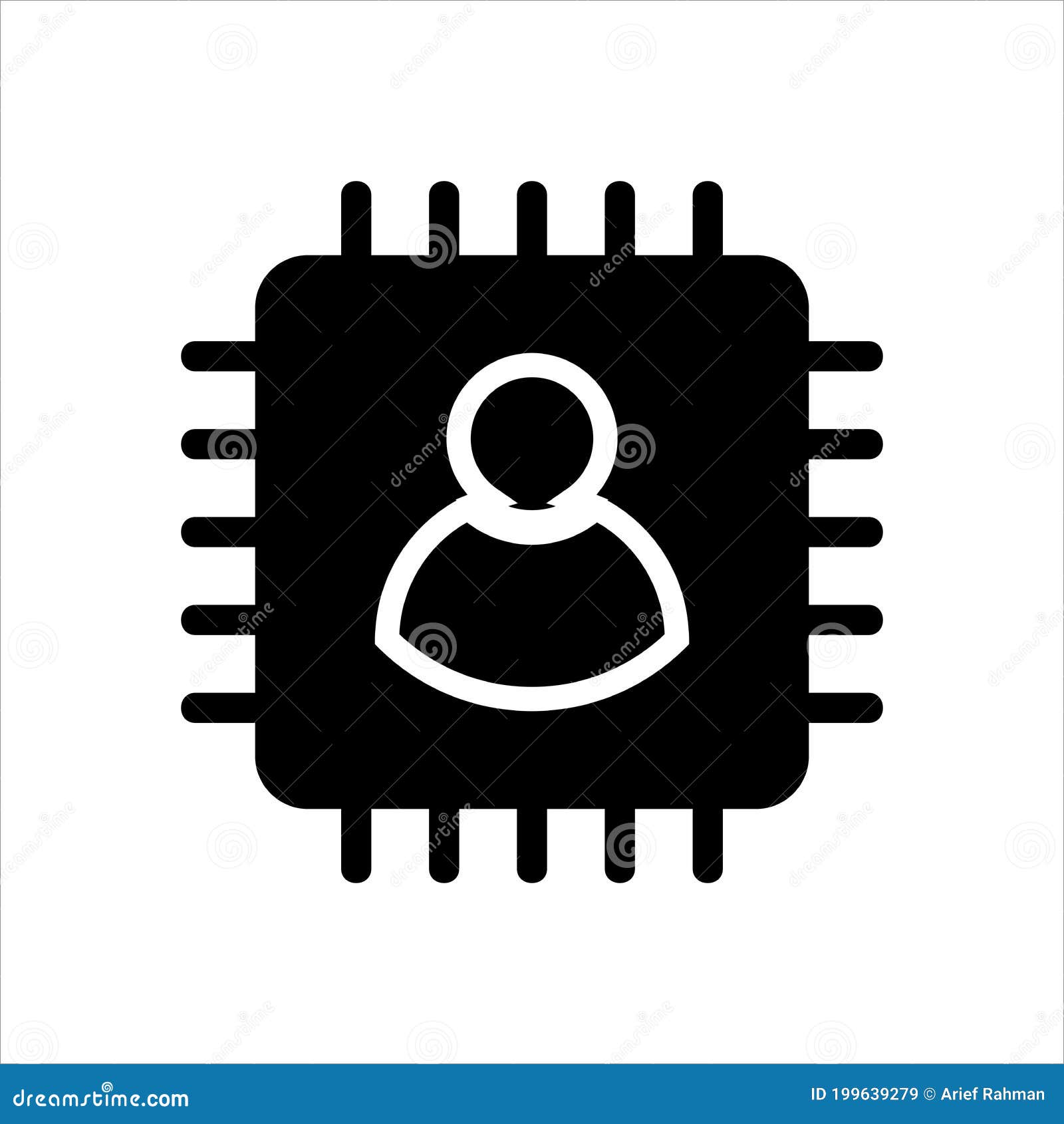 Computer Cpu Icon Vector. Computer Cpu with User Icon. Solid Style Icon ...