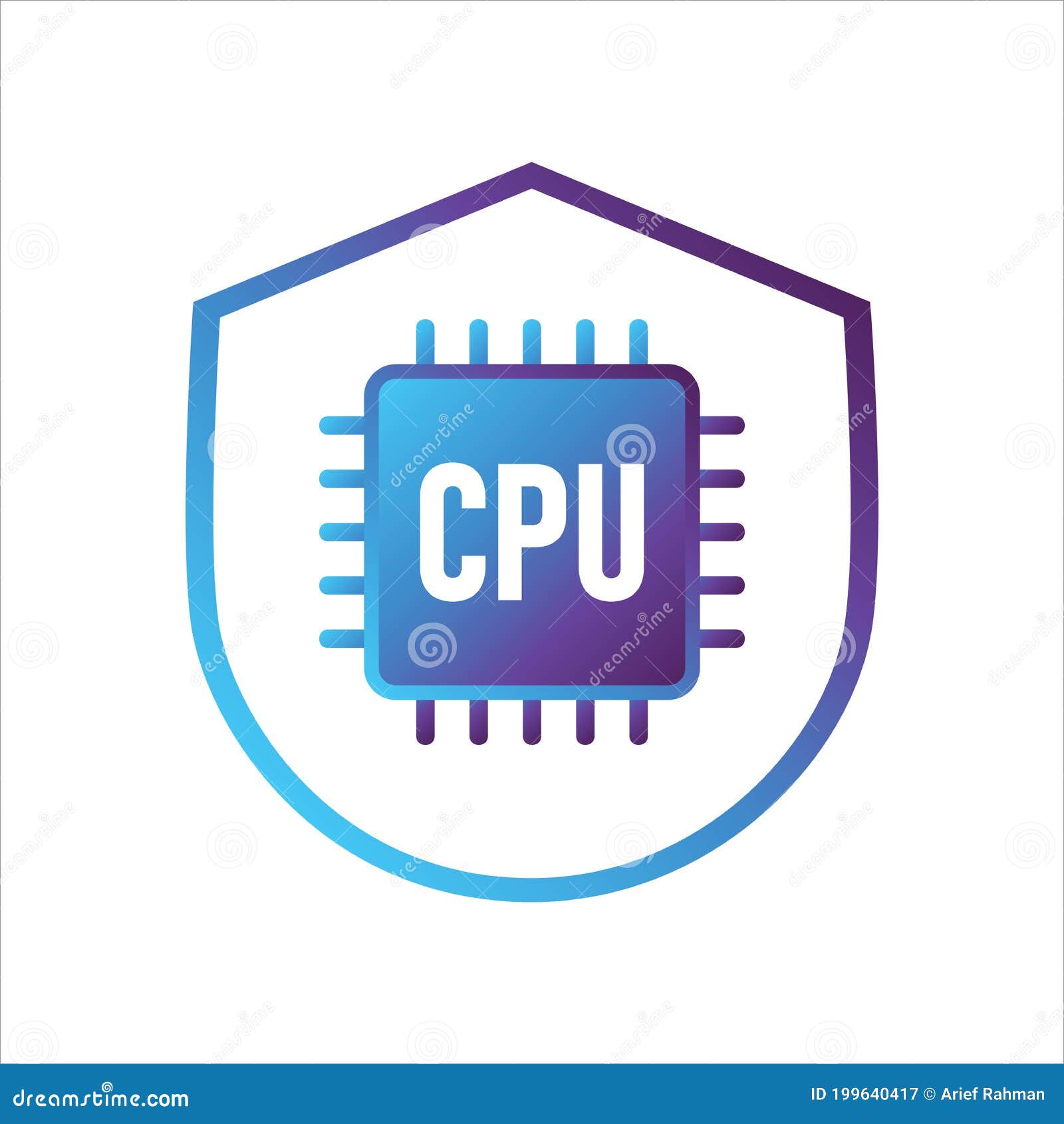 Security Shield Icon. Shield with Cpu Symbol. Concept of Computer ...