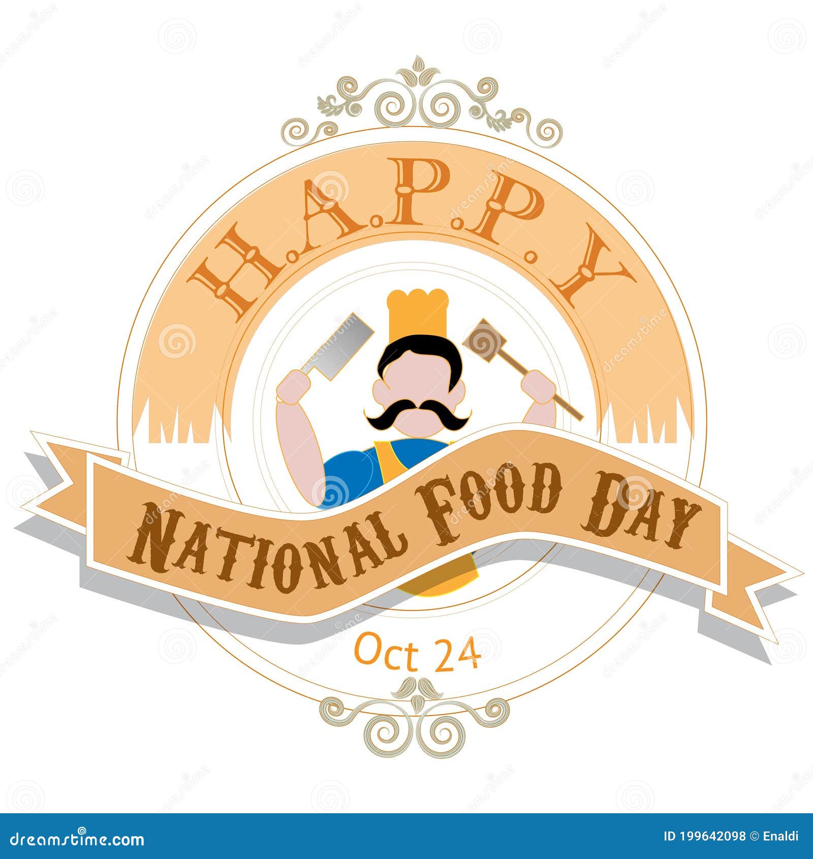 National Food Day Sign and Badge Stock Illustration - Illustration of ...