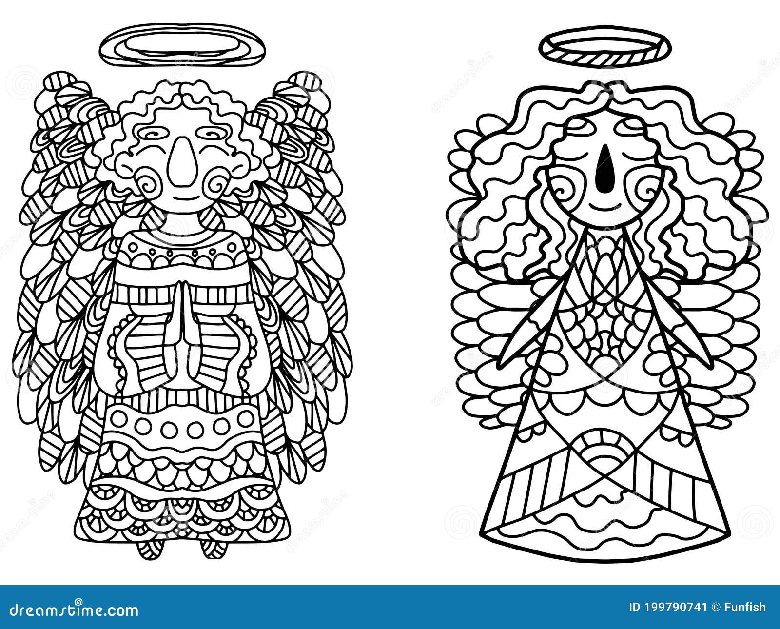 Easter Smile Angels Coloring Page for Kids and Adults Stock Vector ...