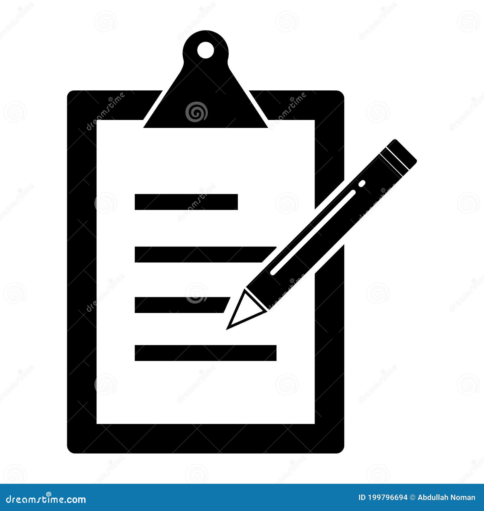 Clipboard and pencil stock vector. Illustration of list - 199796694