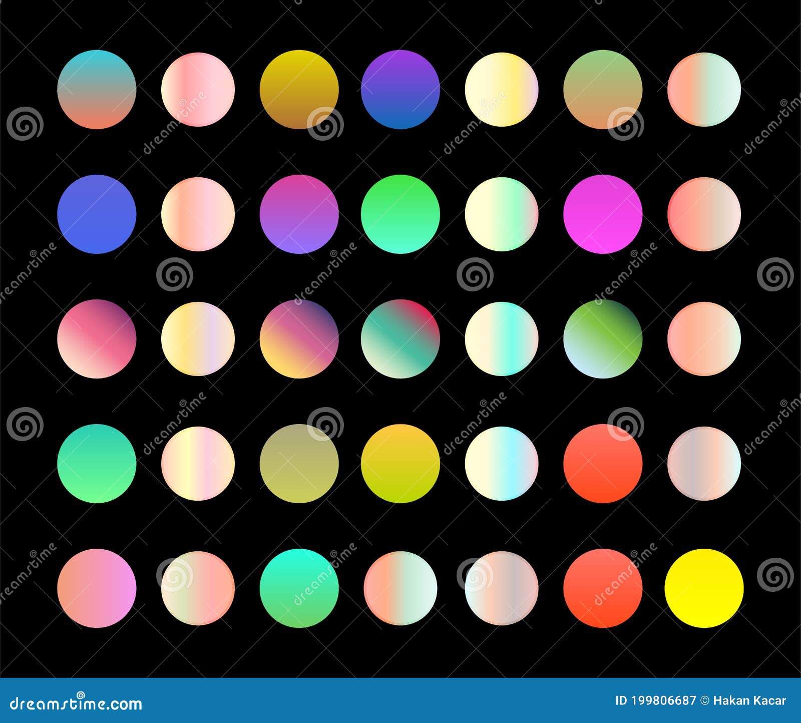 Circle Holographic Gradients Set, Sphere Buttons. Stock Vector ...