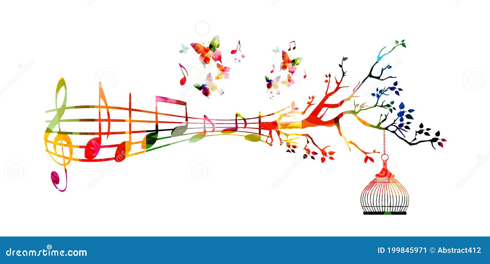 Creative Music Style Template Vector Illustration, Colorful Music Staff ...