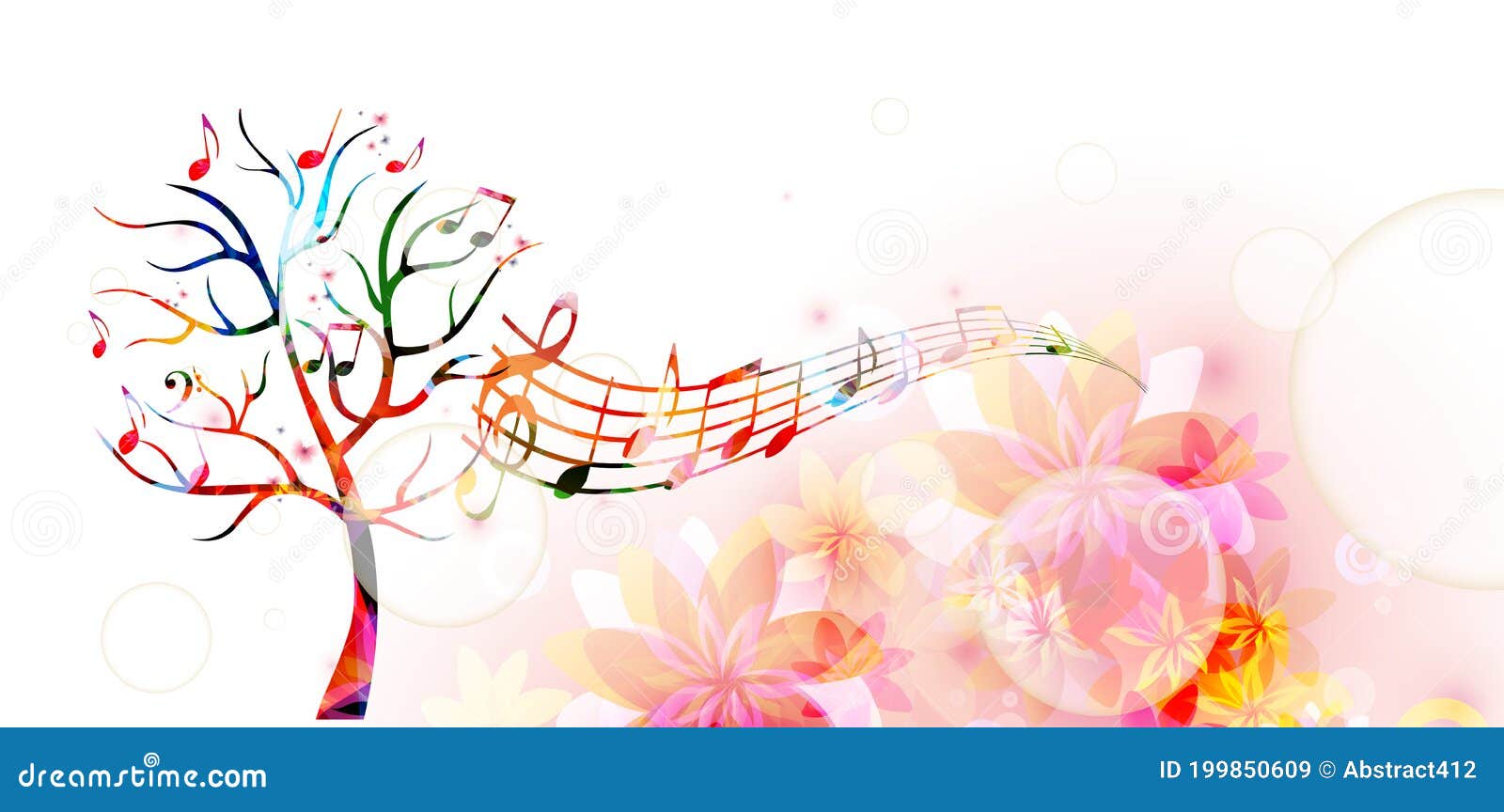 Colorful Music Tree with Musical Notes Stock Vector - Illustration of ...