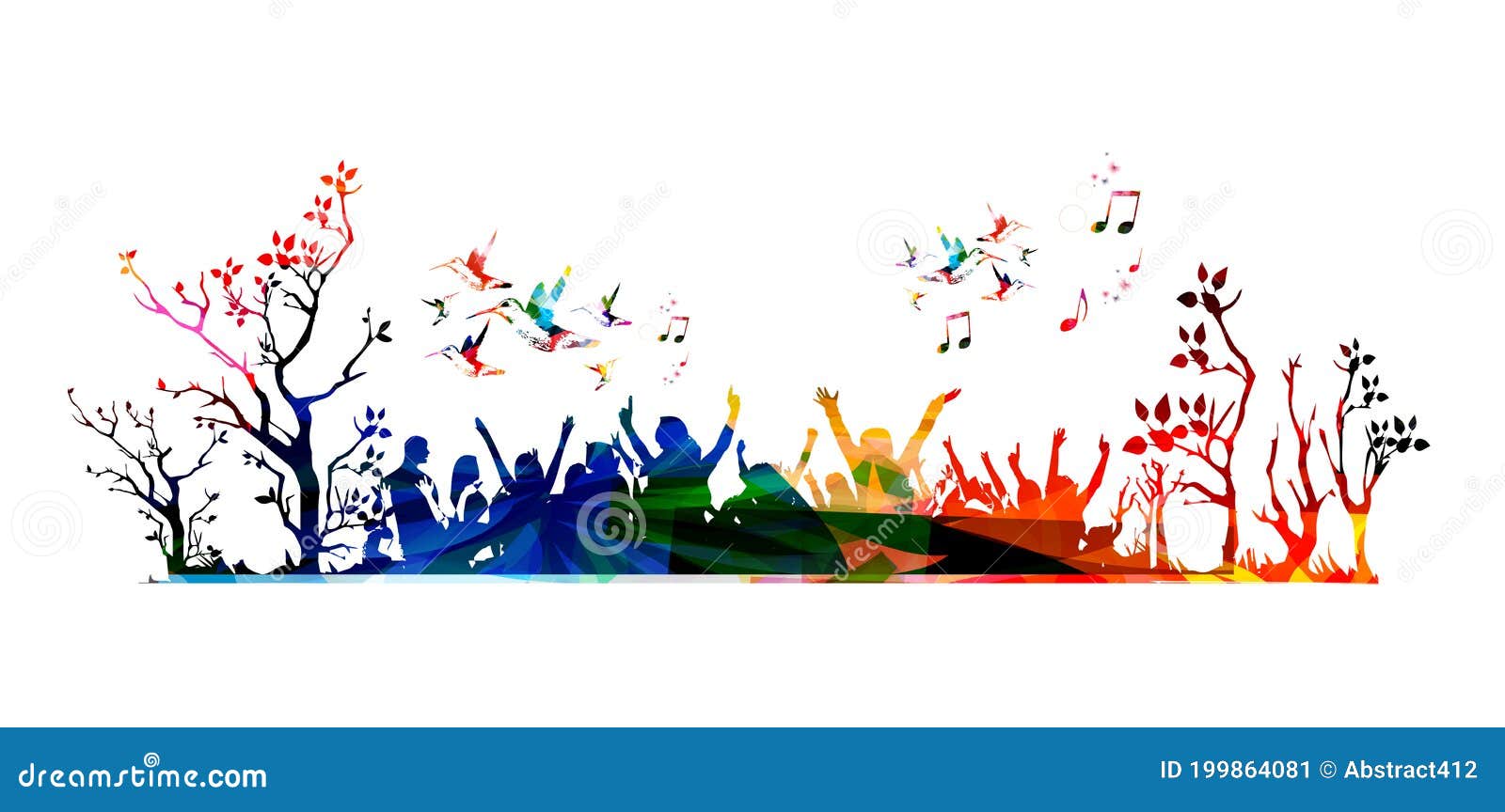 Vector Illustration of Colorful Concert Crowd Stock Vector ...
