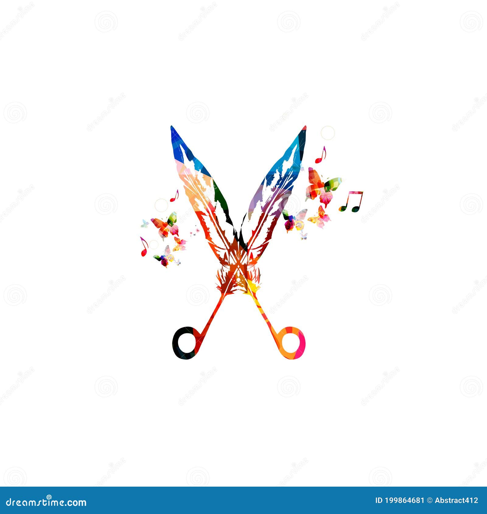 Creative Scissors with Feathers Stock Vector - Illustration of ...