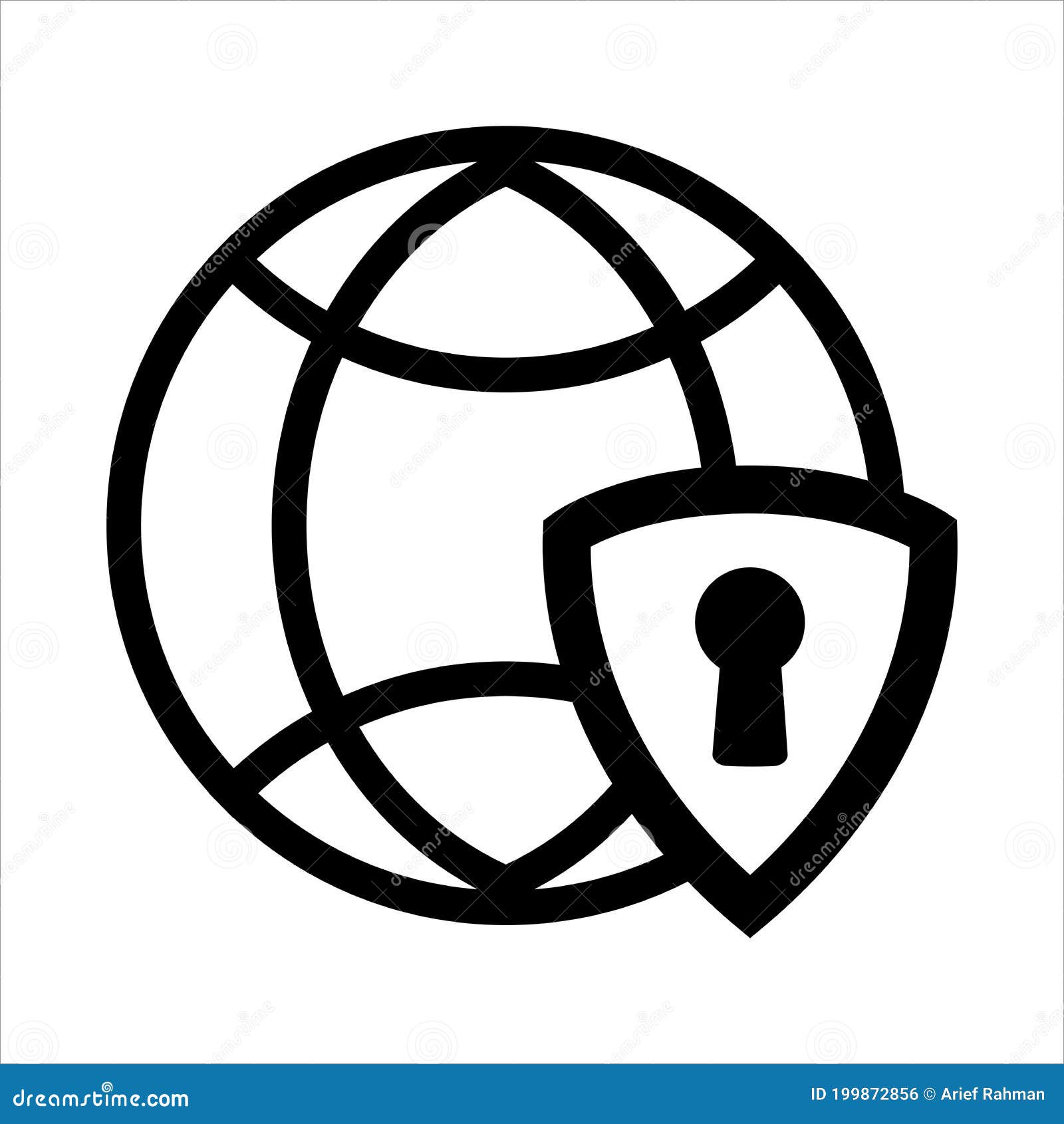 Globe Icon Vector. Globe with Security Icon Stock Vector - Illustration ...