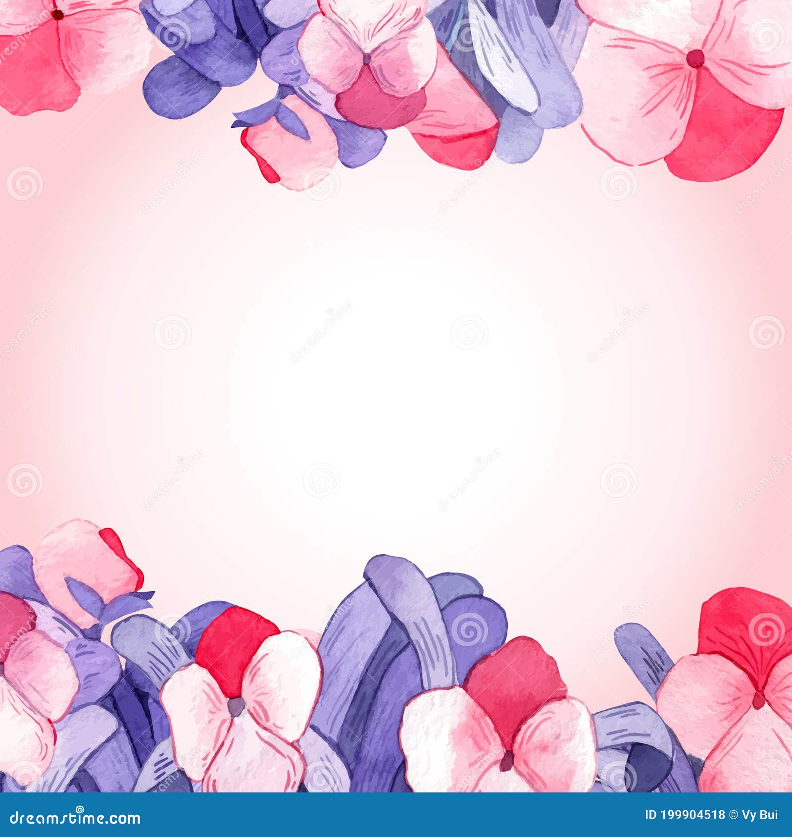 Purple and Pink Floral Frame. Watercolor Bouquet Decorative Background ...