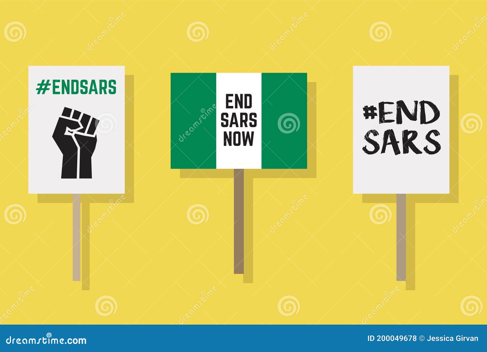 End SARS Nigerian Protest Placards Vector Stock Vector - Illustration ...