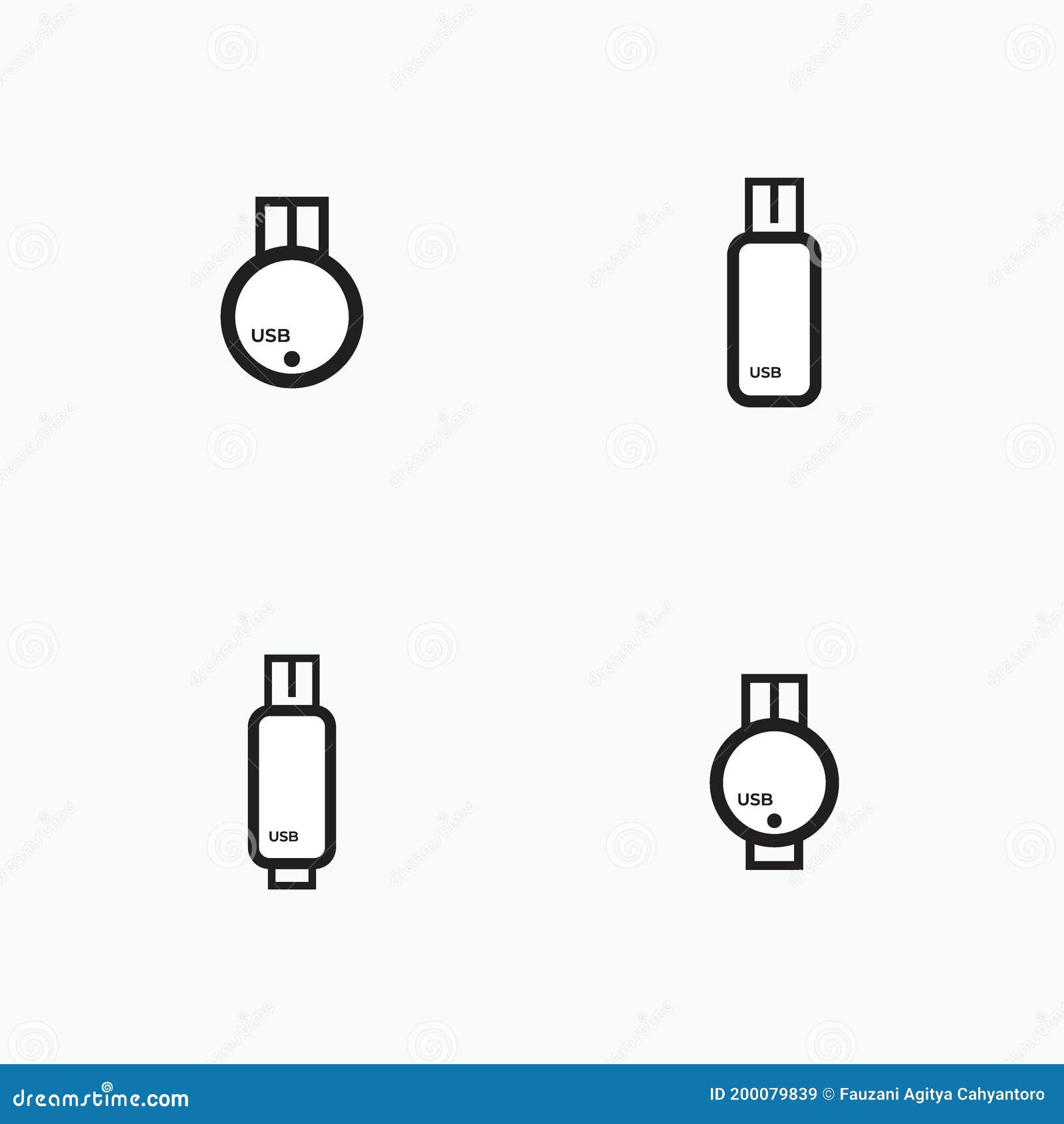 Usb flashdisk outline set stock vector. Illustration of drive - 200079839