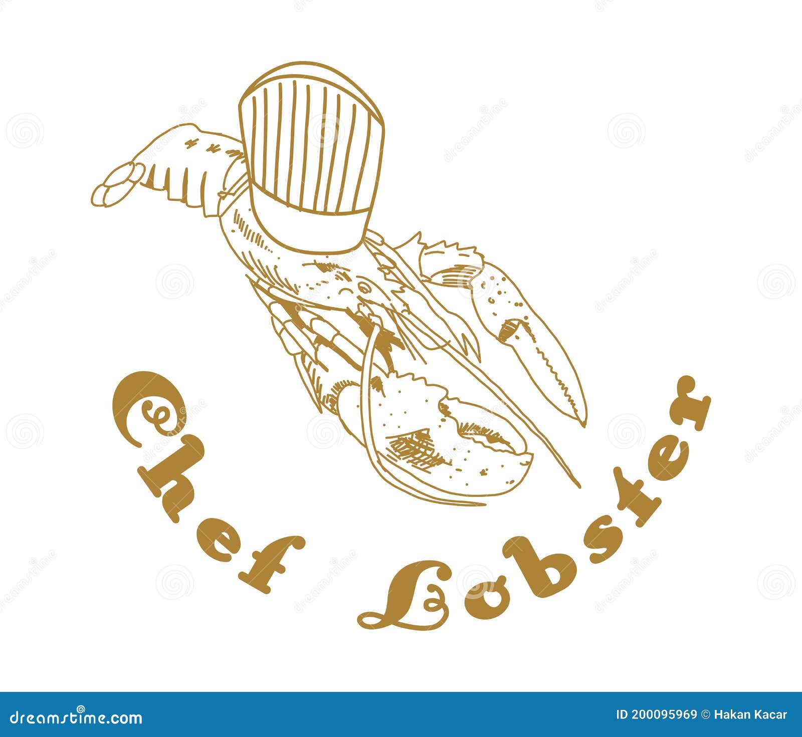 Lobster Chef Logo. Chef Hat. Hand Drawn. Stock Vector - Illustration of ...