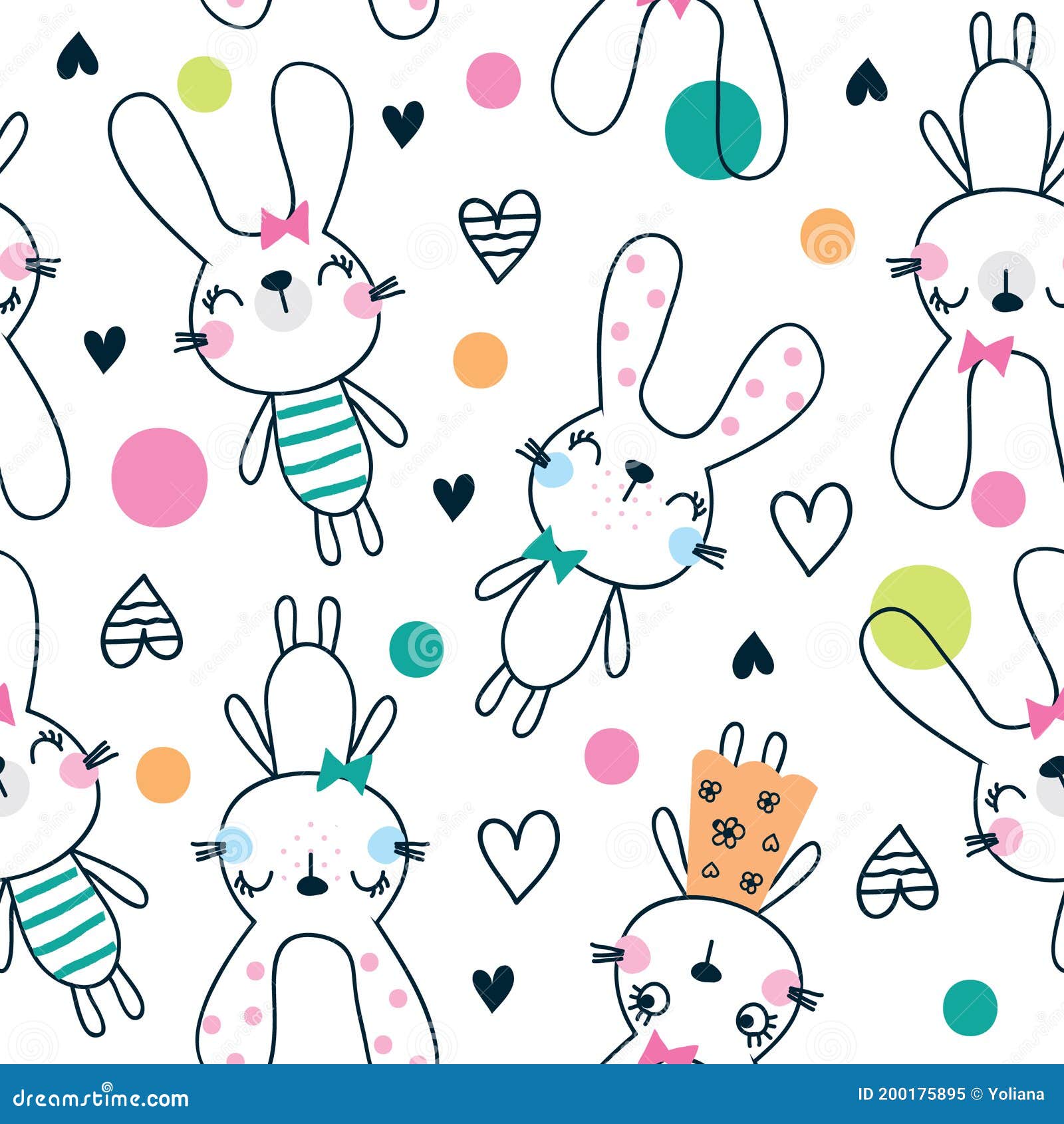 Cute Bunny Seamless Pattern, Easter Bunny Pattern Vector Illustration ...