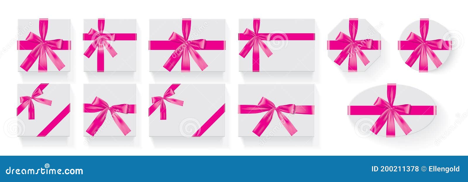 Different Shapes of Boxes with a Pink Bow Vector Stock Vector ...