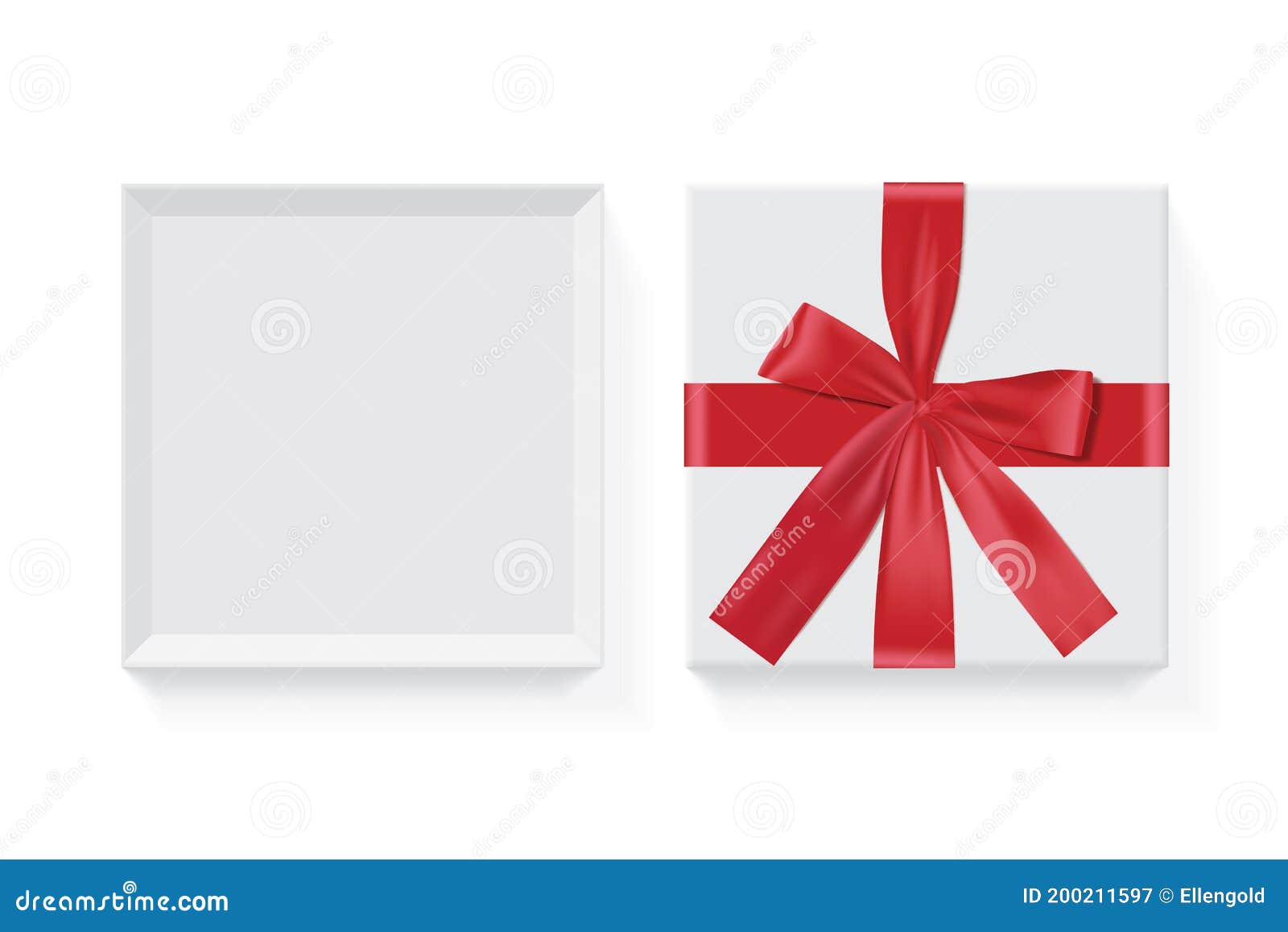 White Box with Red Big Gift Bow on a White Background Stock Vector ...
