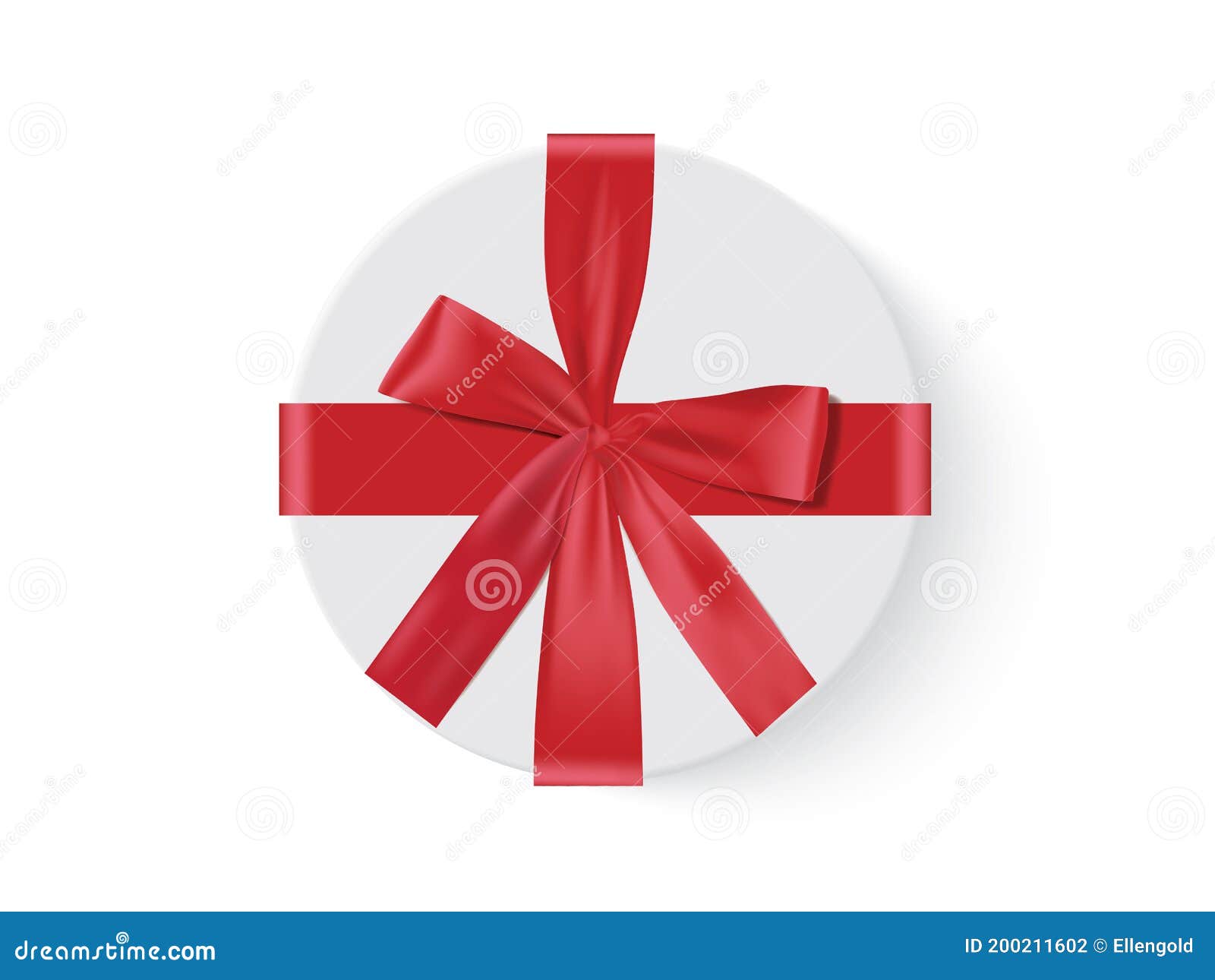 Round White Box with a Red Bow Vector Stock Vector - Illustration of ...