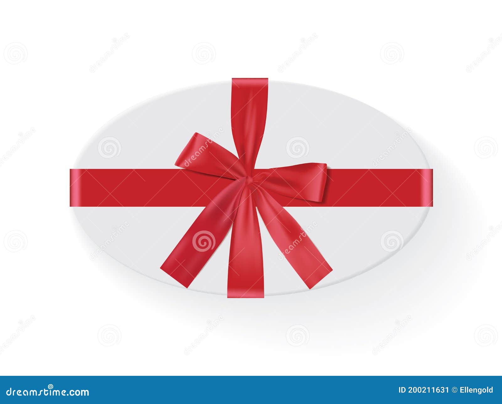 Oval White Box with a Red Bow Vector Stock Vector - Illustration of ...