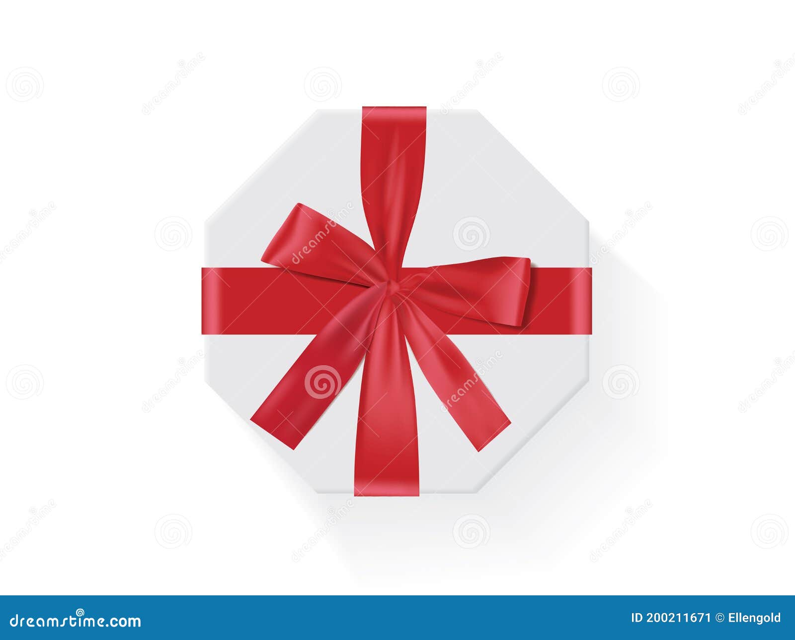 Octagon White Box with a Red Bow Vector Stock Vector - Illustration of ...