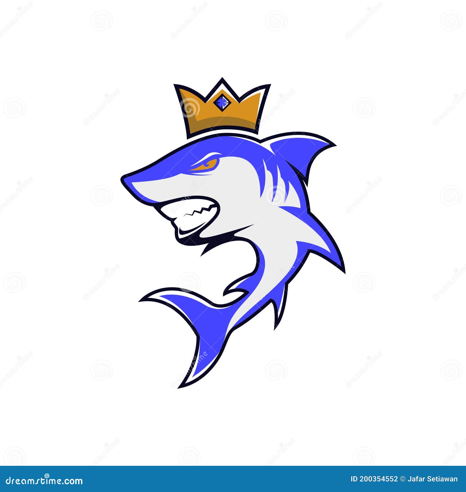 Cartoon Shark with the Queen`s Crown Stock Vector - Illustration of ...