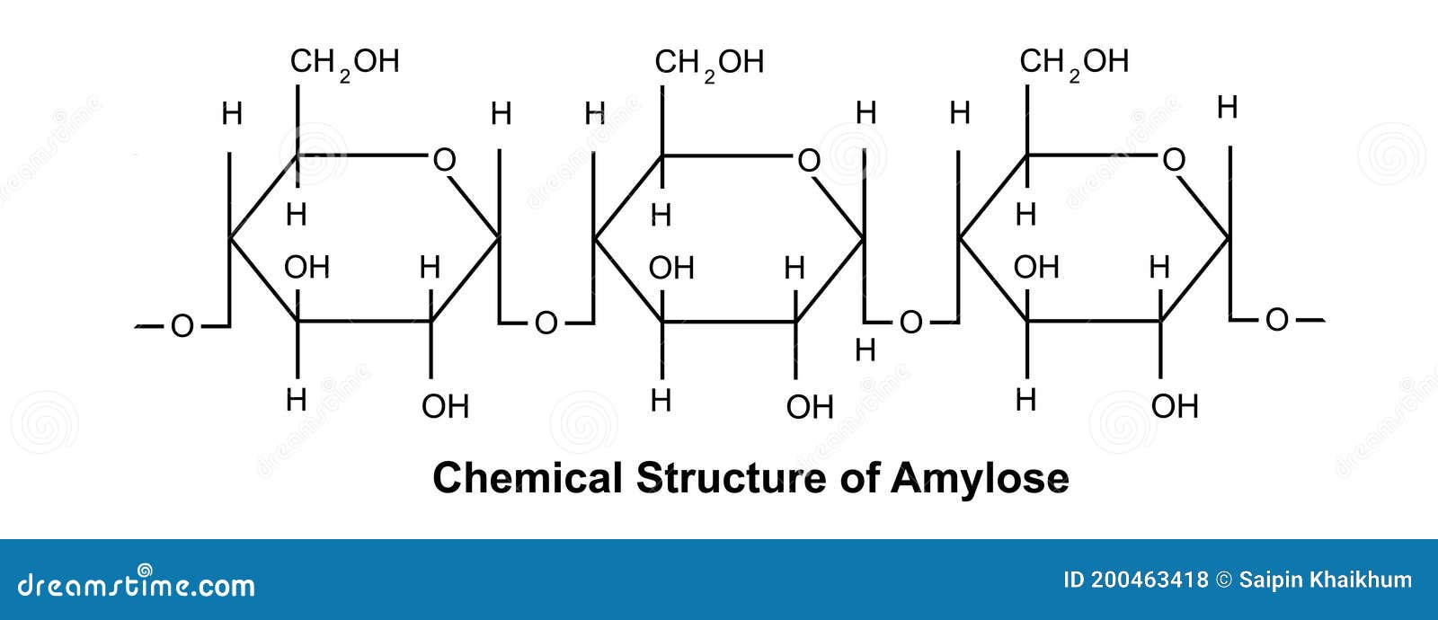 Chemical Structure of Amylose Stock Vector - Illustration of isolated ...