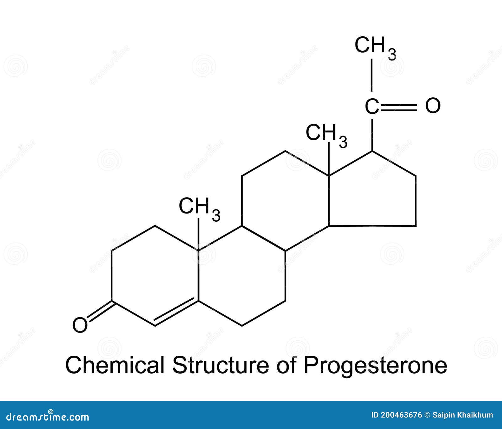 Chemical Structure of Progesterone. Stock Vector - Illustration of ...