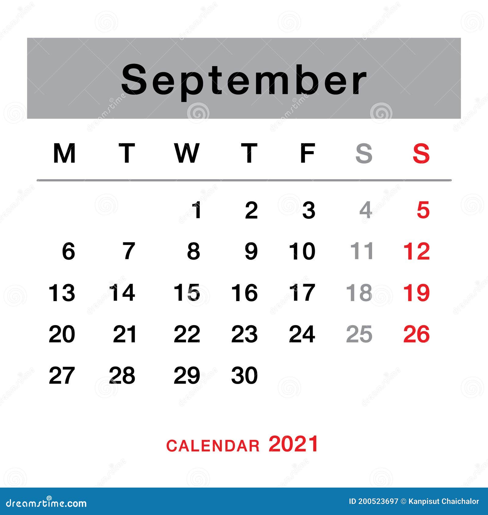 September 2021 Planning Calendar . Simple September 2021 Calendar. Week ...