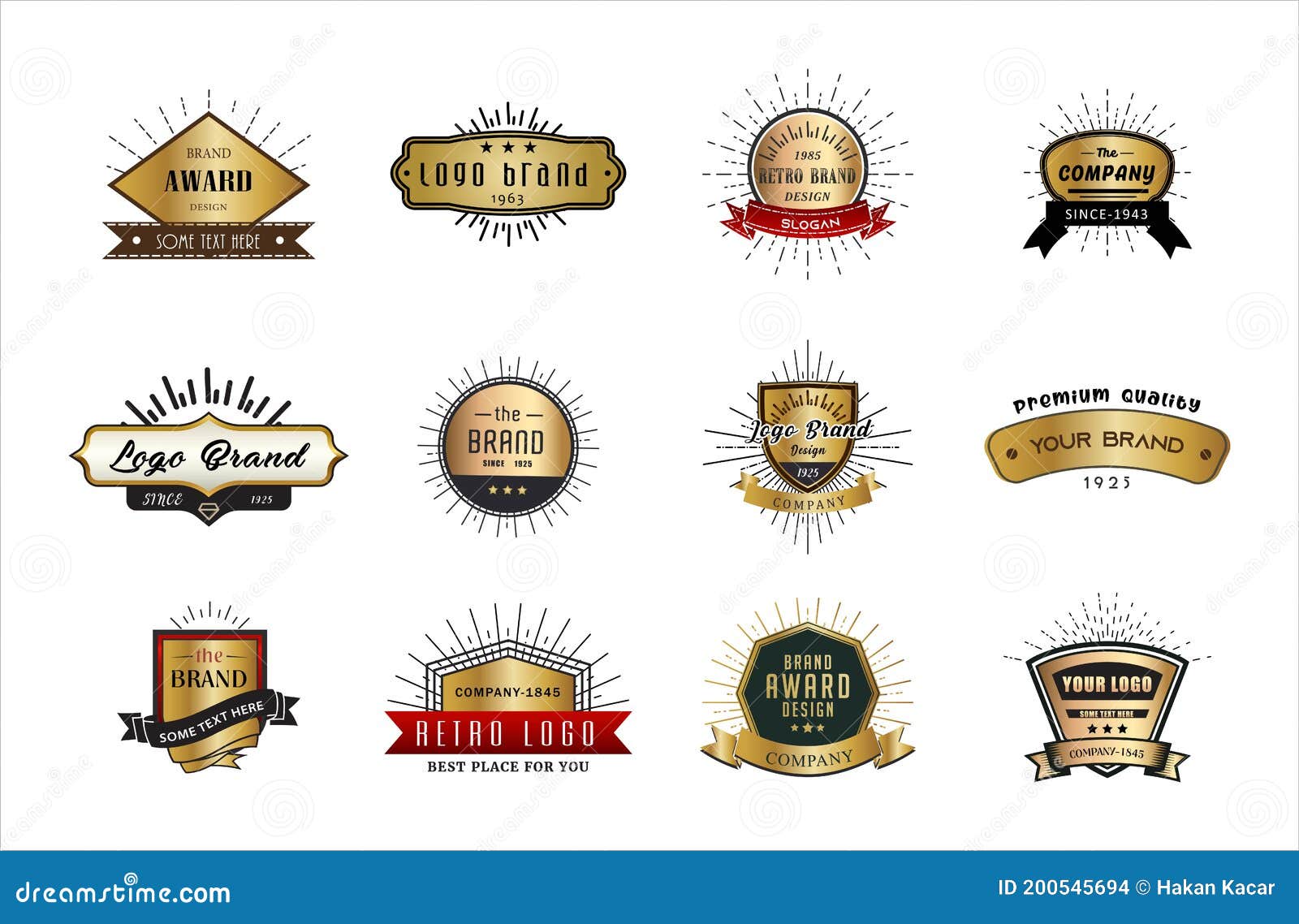 Logo. Vintage Retro Logo for Banner, Poster, Flyer. Starbursts, Frame ...