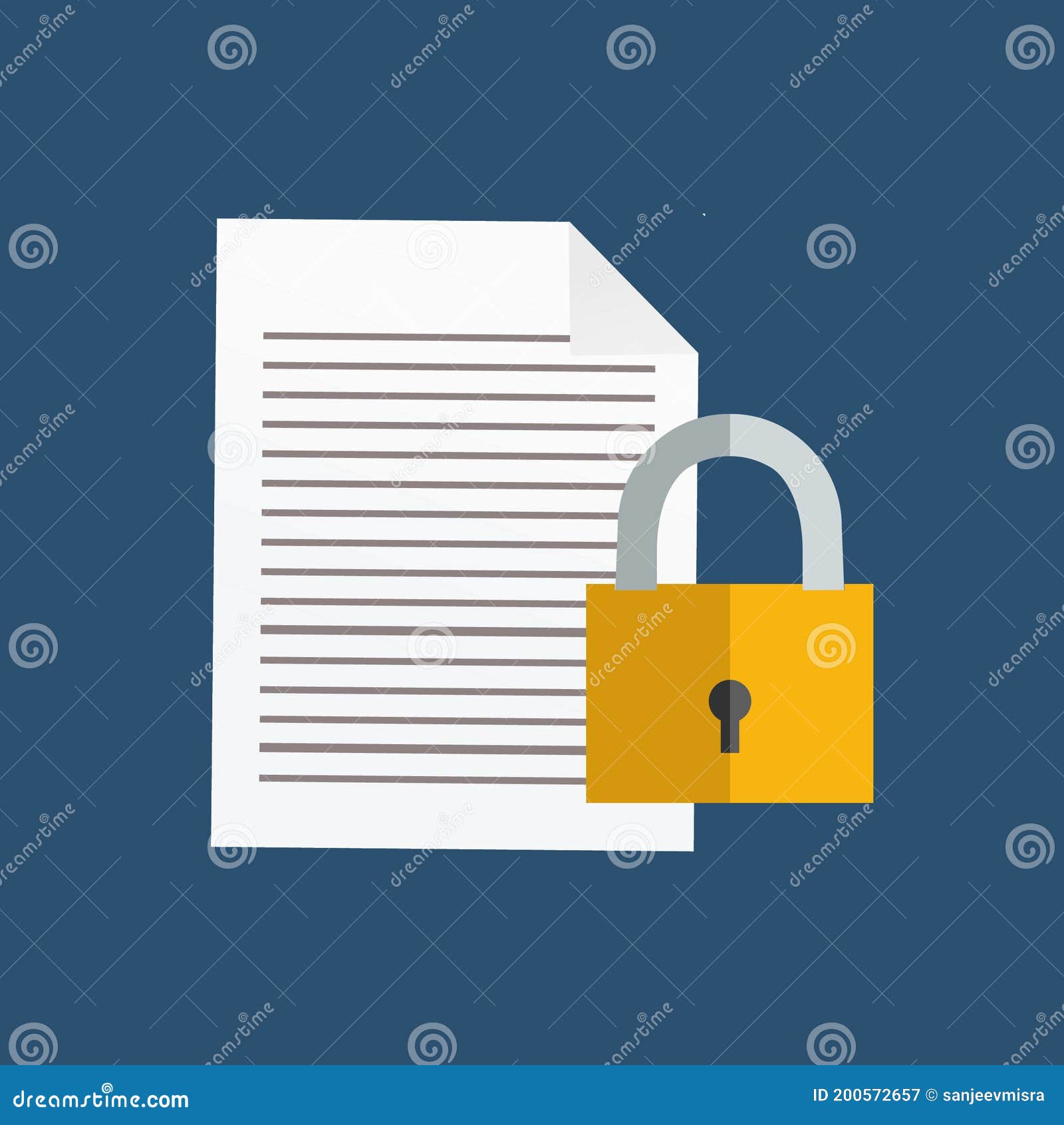 File Lock, Protected File, Flat Icon Vector Illustration Stock Vector ...
