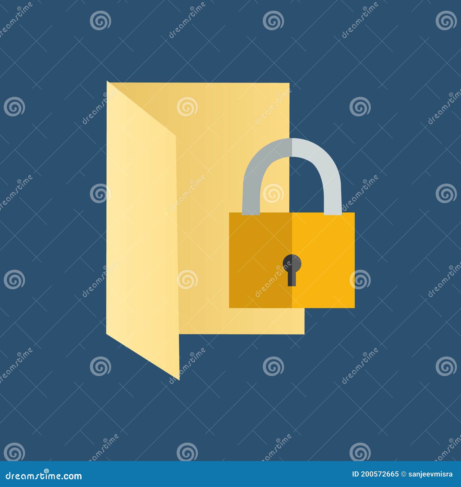 Folder Lock, Security Icon, Protected Symbol Flat Vector Illustration ...