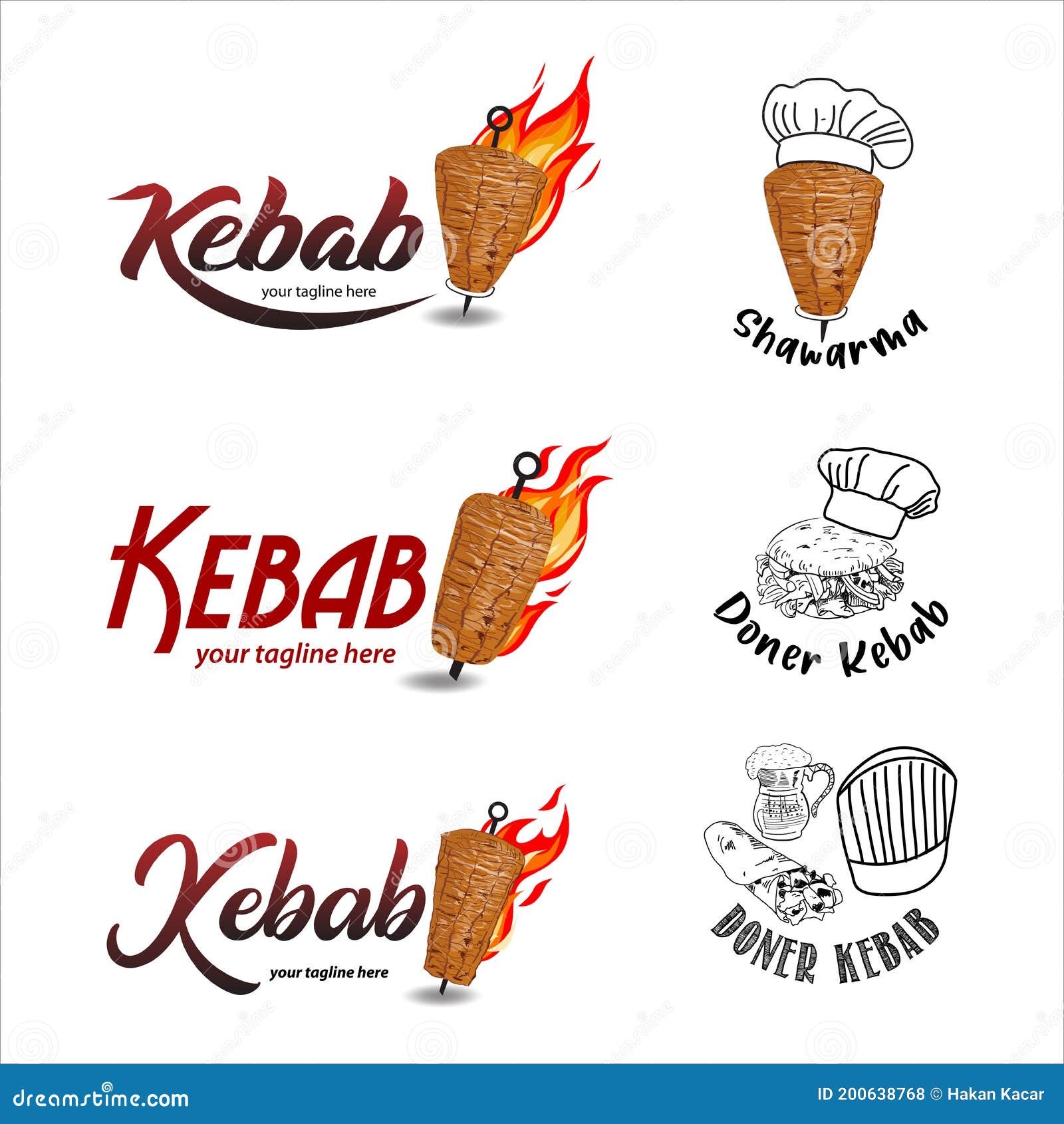 Kebab Logo Design. Doner Kebab Logo Stock Vector - Illustration of ...