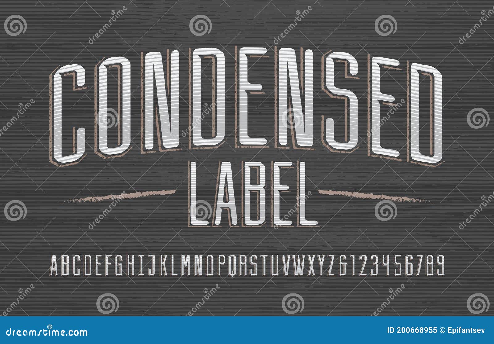 Condensed Label Alphabet Font. Vintage Scratched Letters and Numbers ...