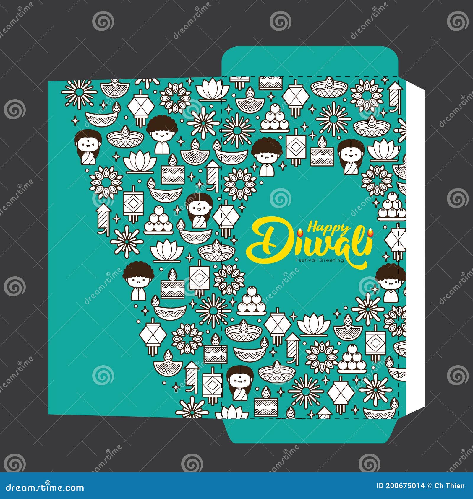 Diwali or Deepavali Packet Template Design. Hindu Festival Pattern ...