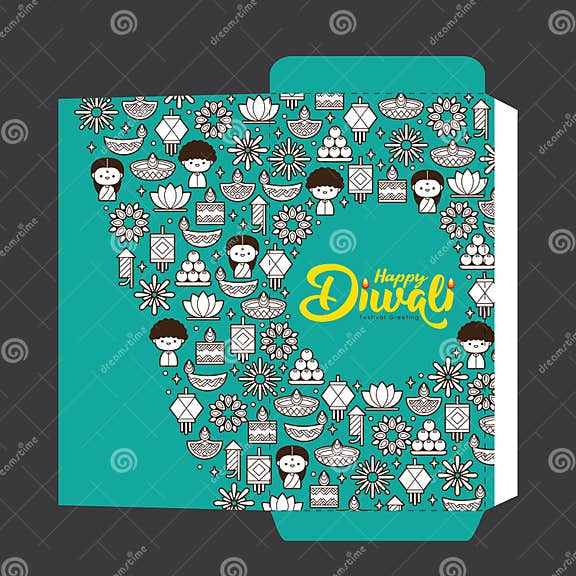 Diwali or Deepavali Packet Template Design. Hindu Festival Pattern ...