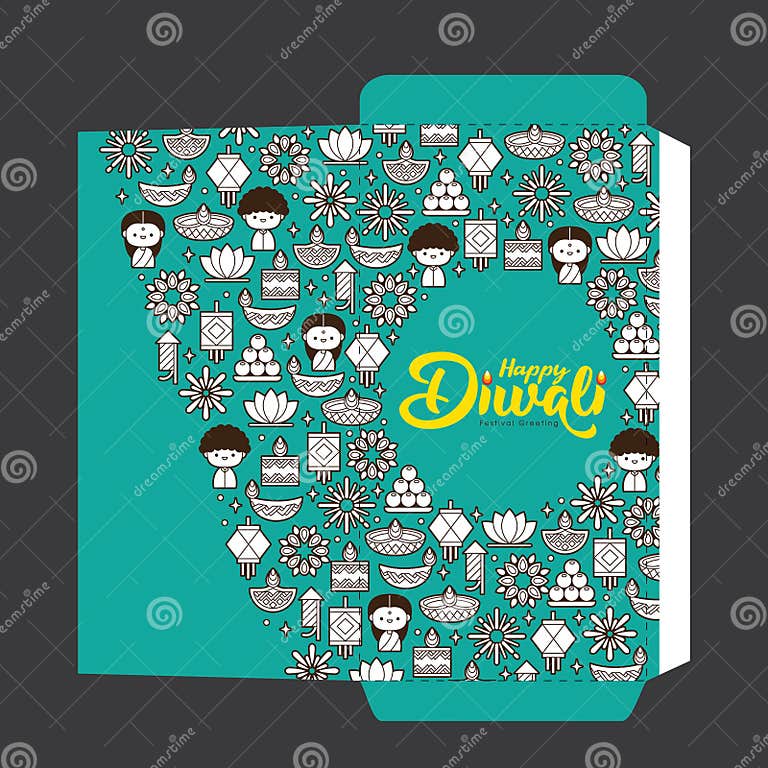 Diwali or Deepavali Packet Template Design. Hindu Festival Pattern ...