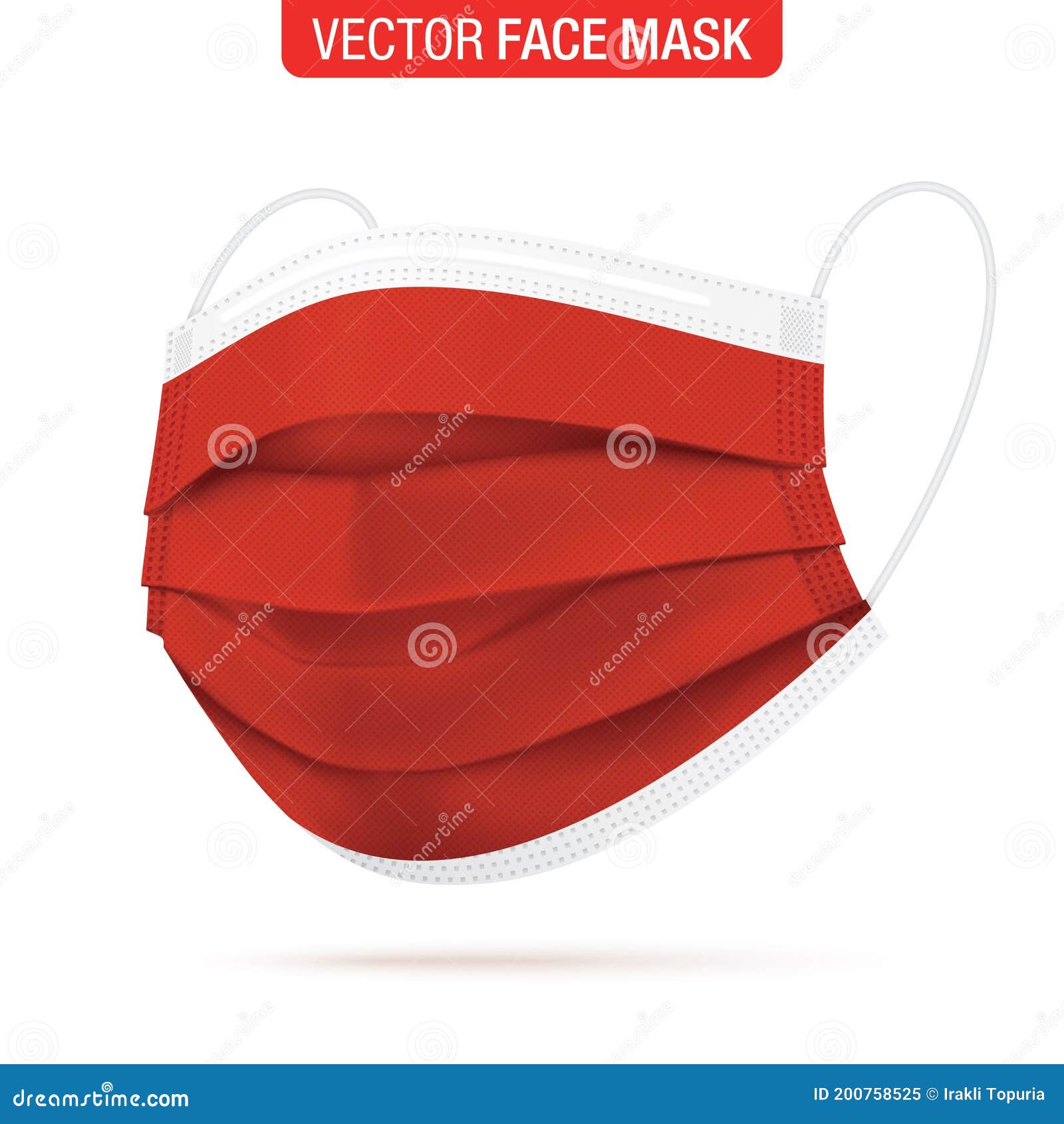 3 Ply Red Surgical Face Mask Vector Illustration. Stock Vector ...