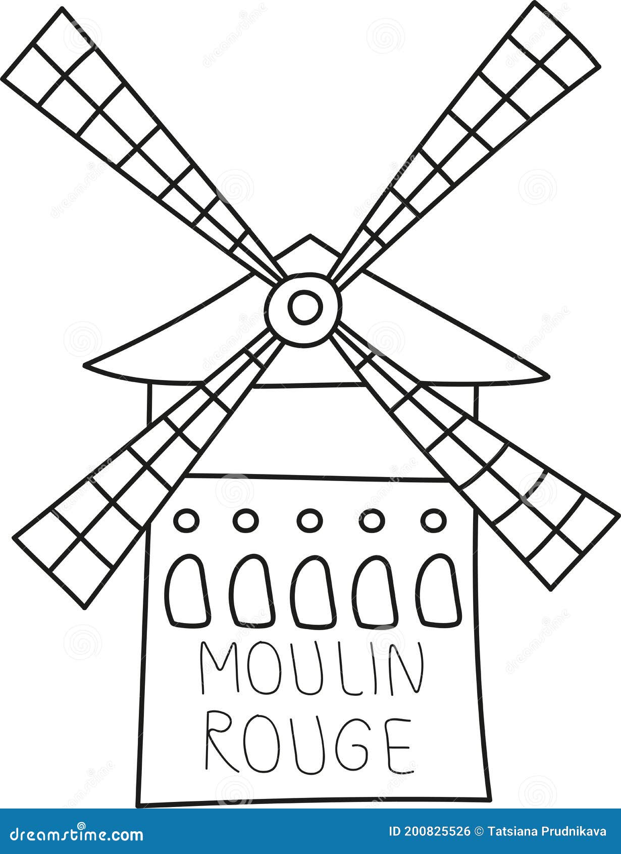 Red Windmill. Moulin Rouge. Cartoon Vector Illustration | CartoonDealer ...