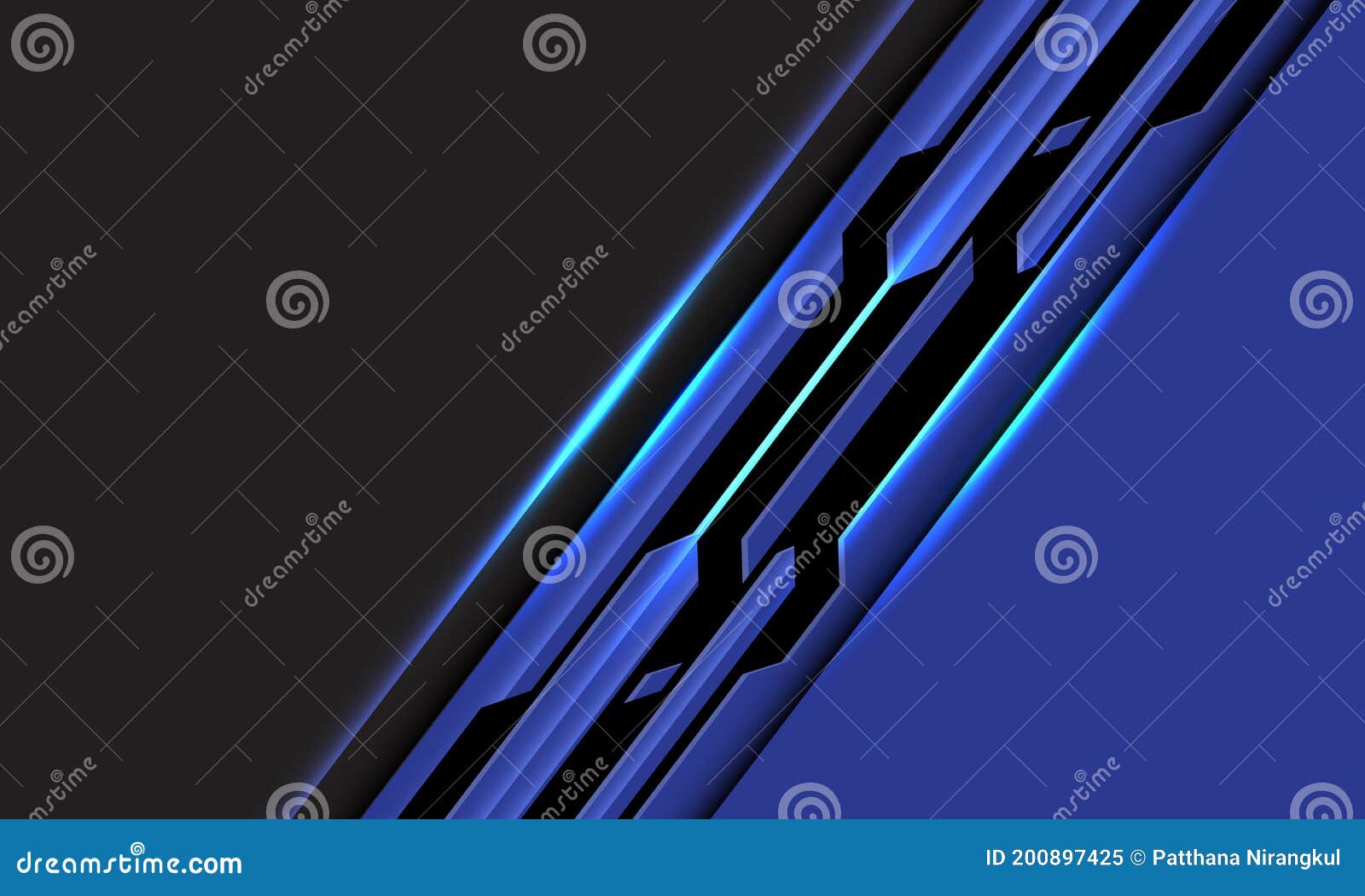 Abstract Blue Black Line Circuit Cyber Slash on Grey Blank Space Design ...