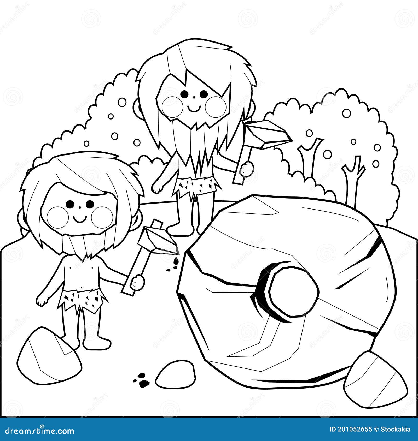 Caveman Inventing Wheel Cartoon Vector | CartoonDealer.com #40202505